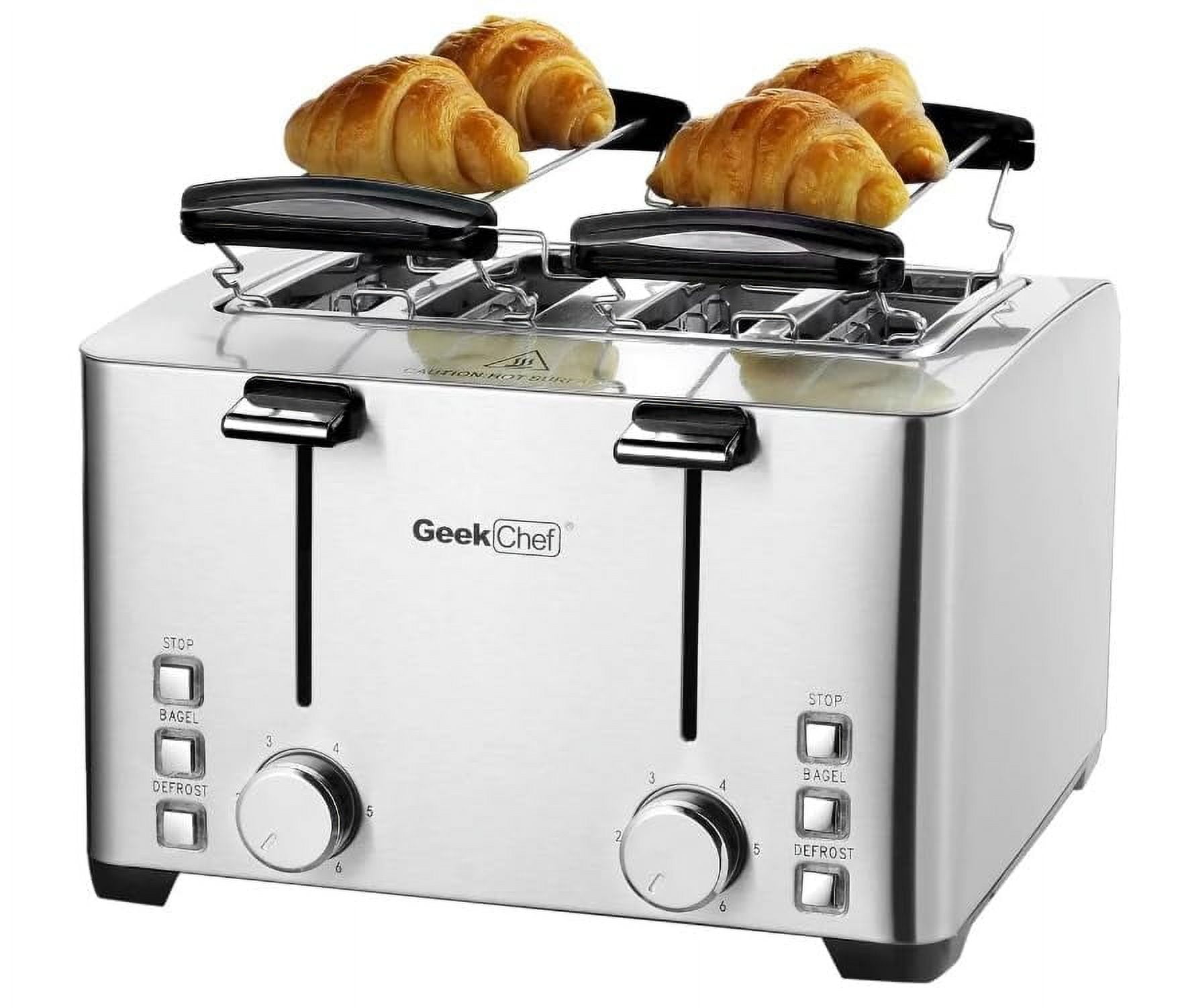 1500W Toaster 4Slice 4-Slot Bagel Croissant Waffles Donuts Defrost with ...