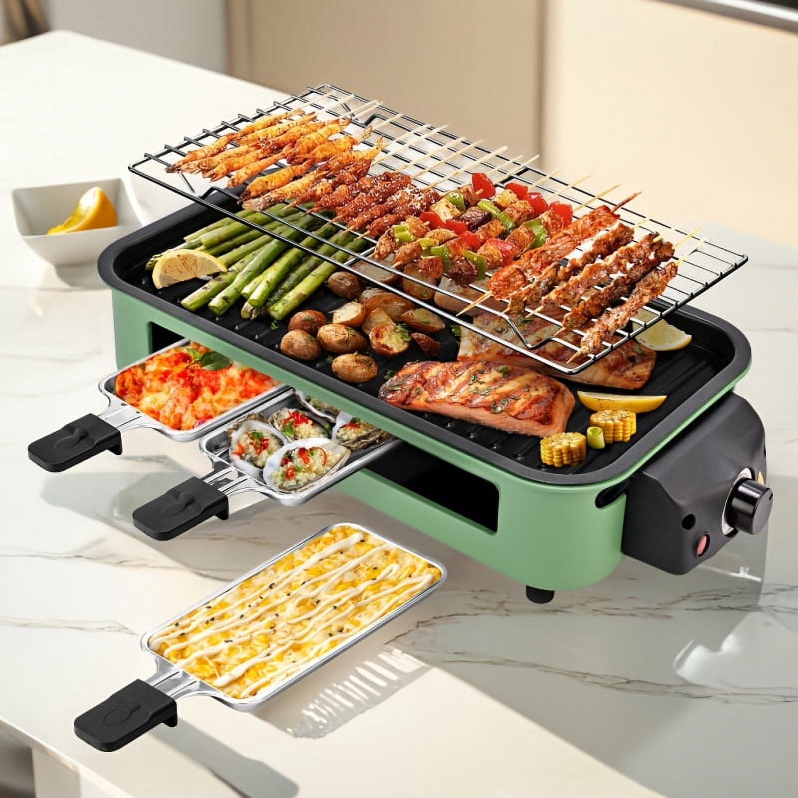 1500W smokeless electric grill, with detachable non-stick trays ...