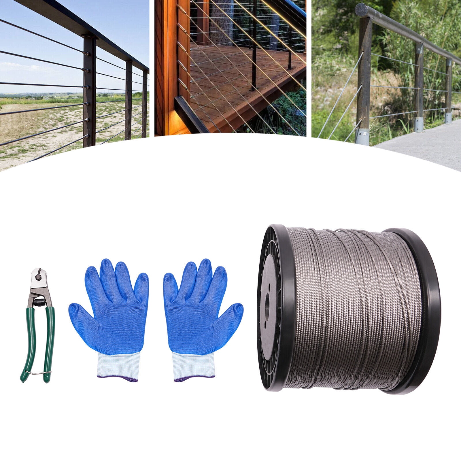 1500ft 1/8" Stainless Steel Cable T316 Wire Rope Cable Railing Kit 7x7 Strand - Walmart.com