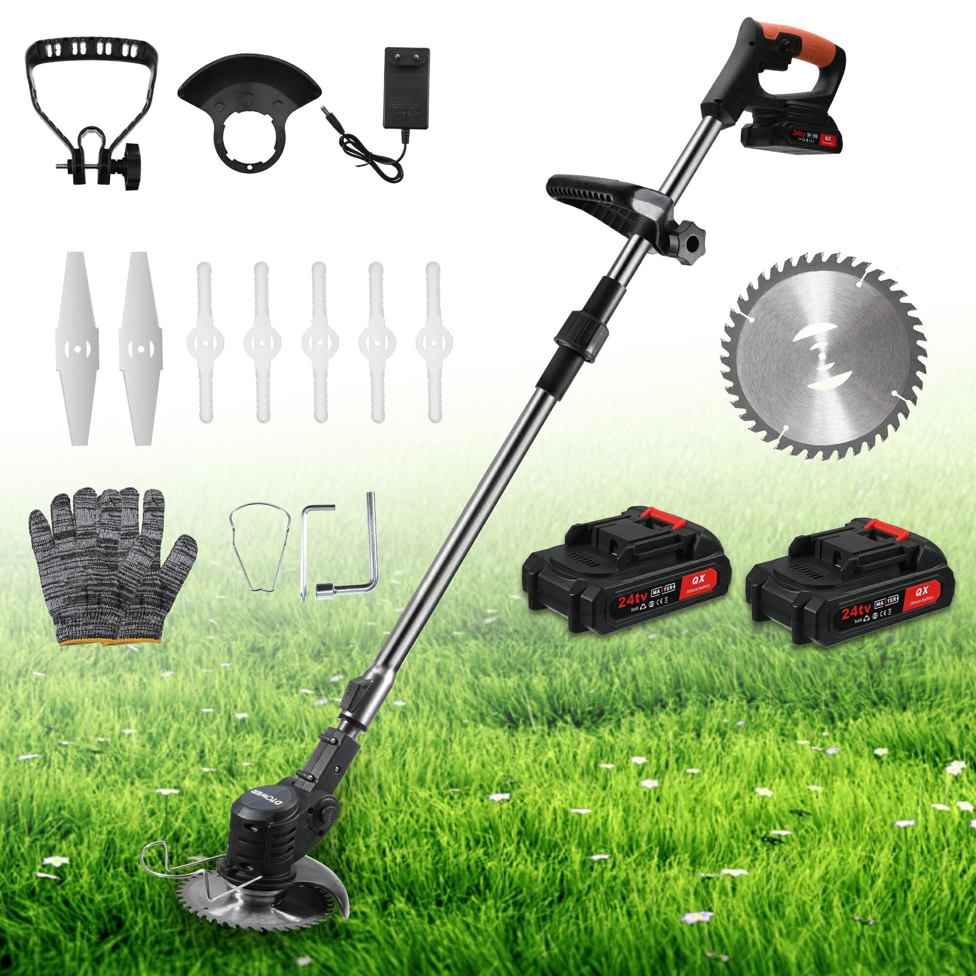 1500mAh Cordless Electric Grass Trimmer Kit - 21V Portable Lawn Mower ...