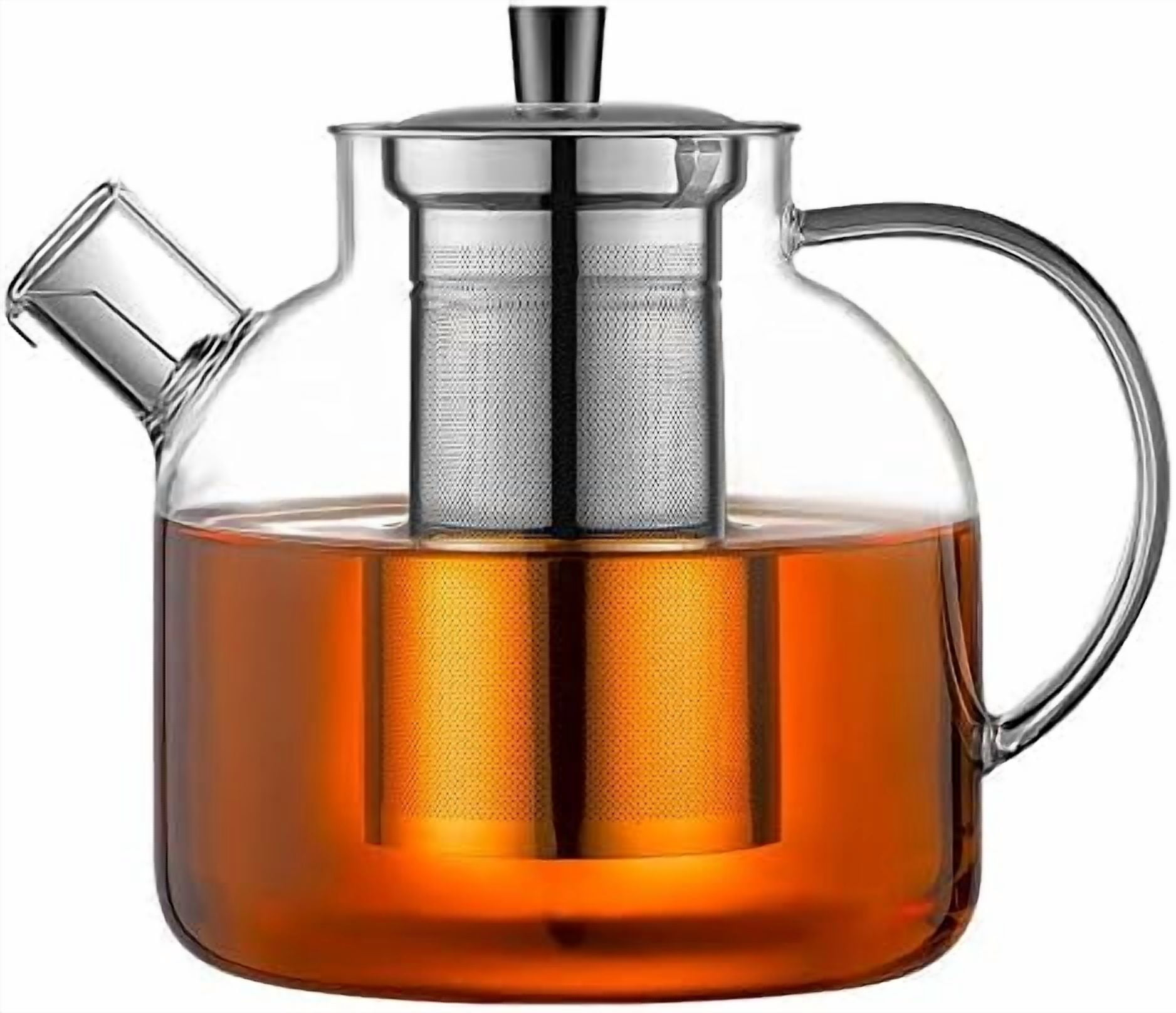 1500ml(50oz) Glass Teapot with Removable Infuser, Stovetop Safe Large ...
