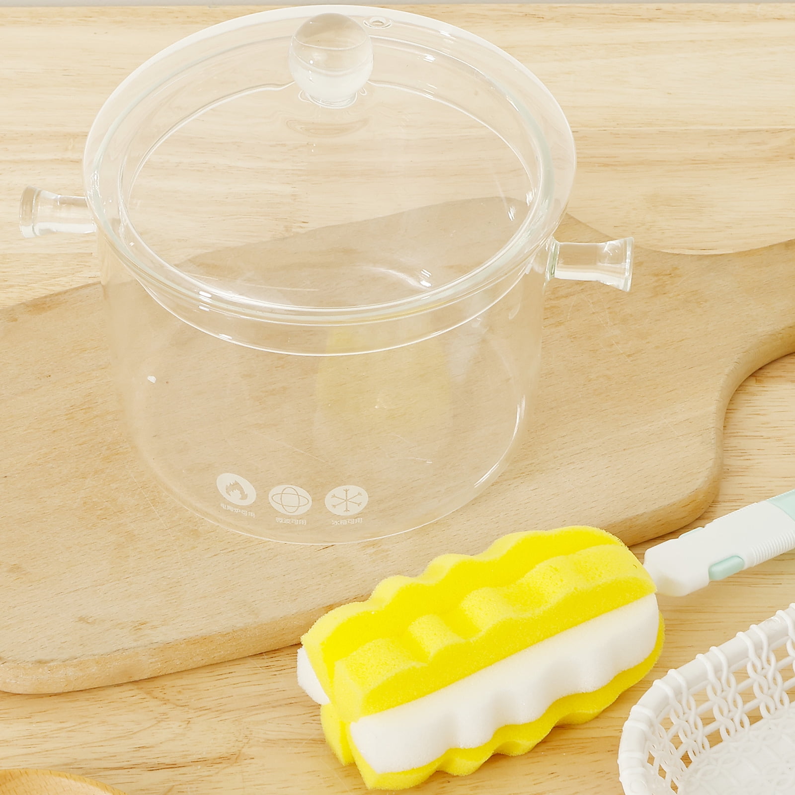 1500ml Clear Cooking Pot with Lid and Brush 1500ml Glass Simmer Pot ...