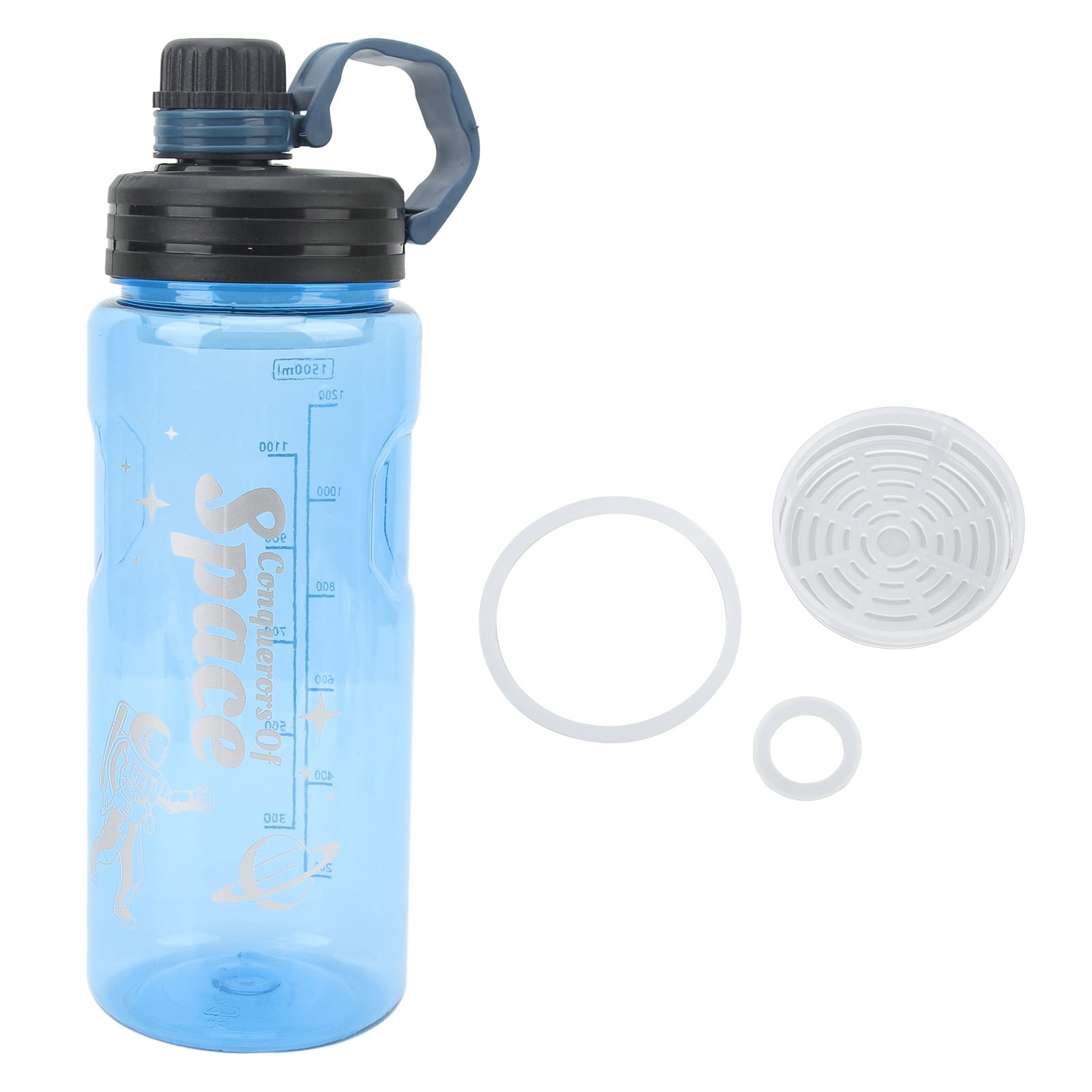 1500ml Sports Water Bottle Food Grade PC with Drinking Water Scale ...
