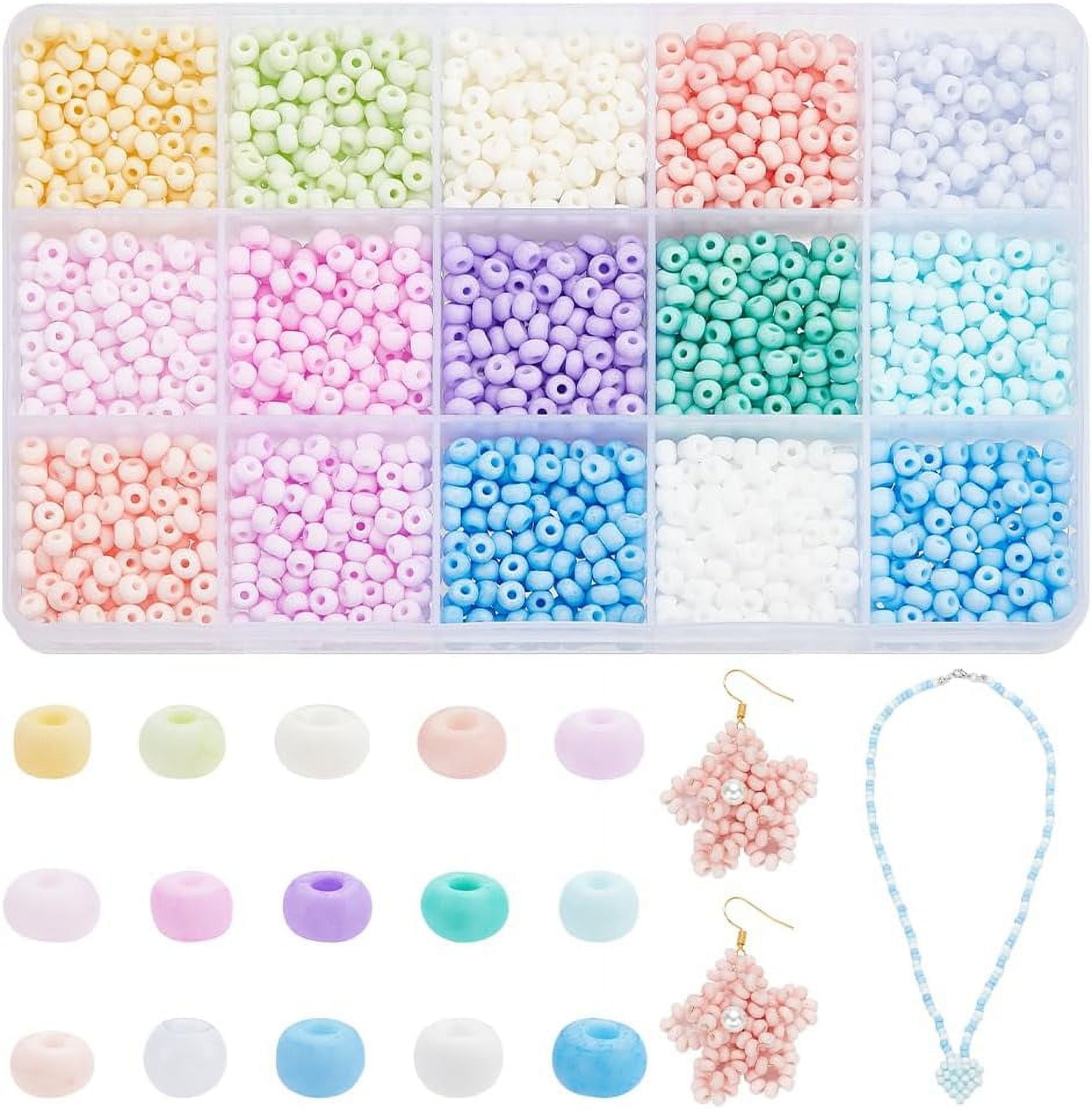 1500pcs Candy Color Seed Beads 15 Colors Glass Beads 6/0 4mm Waist ...