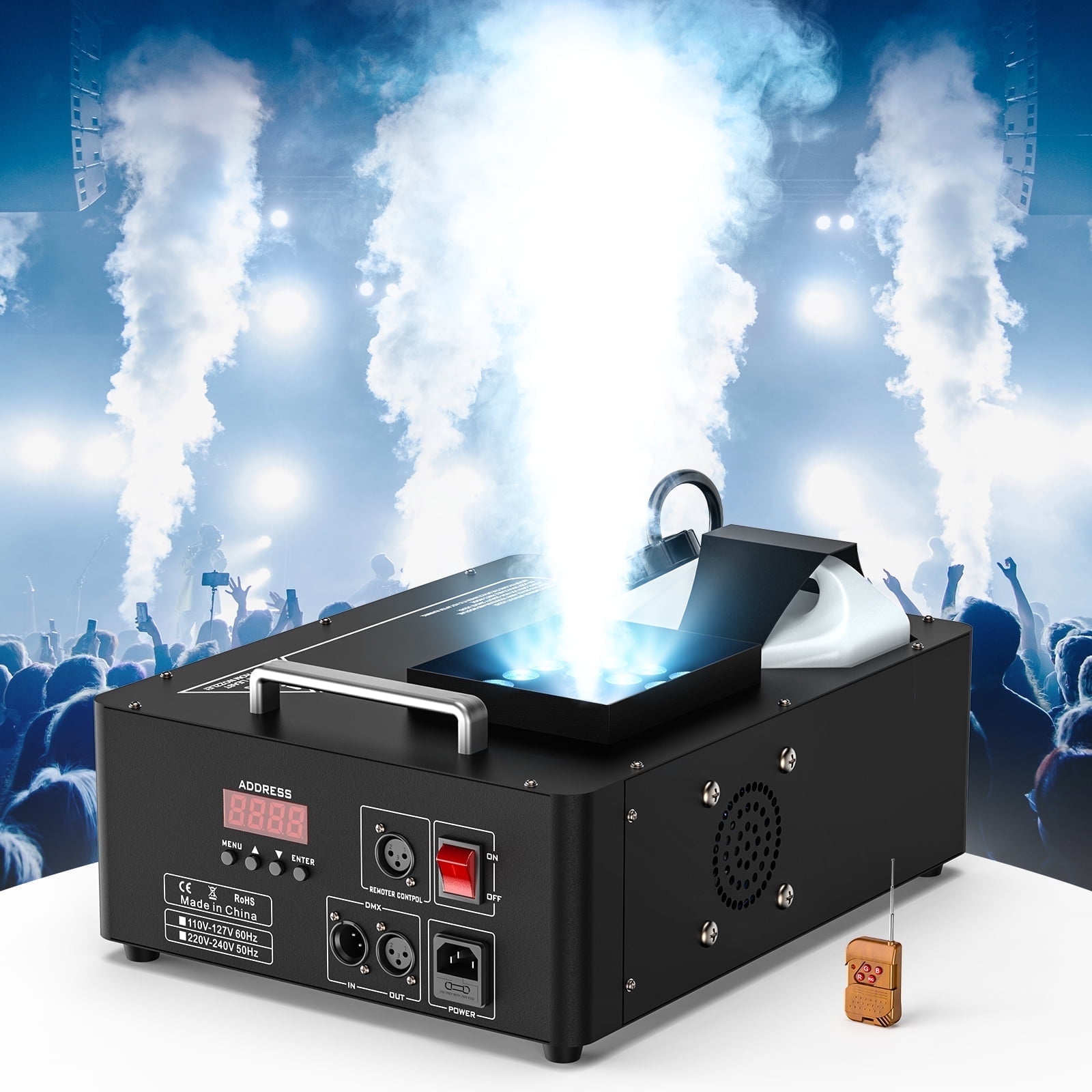 1500w Fog Machine with RGB 3-IN-1 24 LED Lights with DMX，Remote Control ...