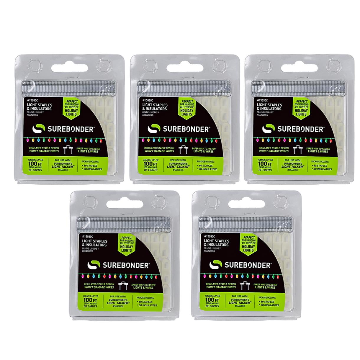 Surebonder 15030C Light Staples and Insulators for Christmas/Holiday ...