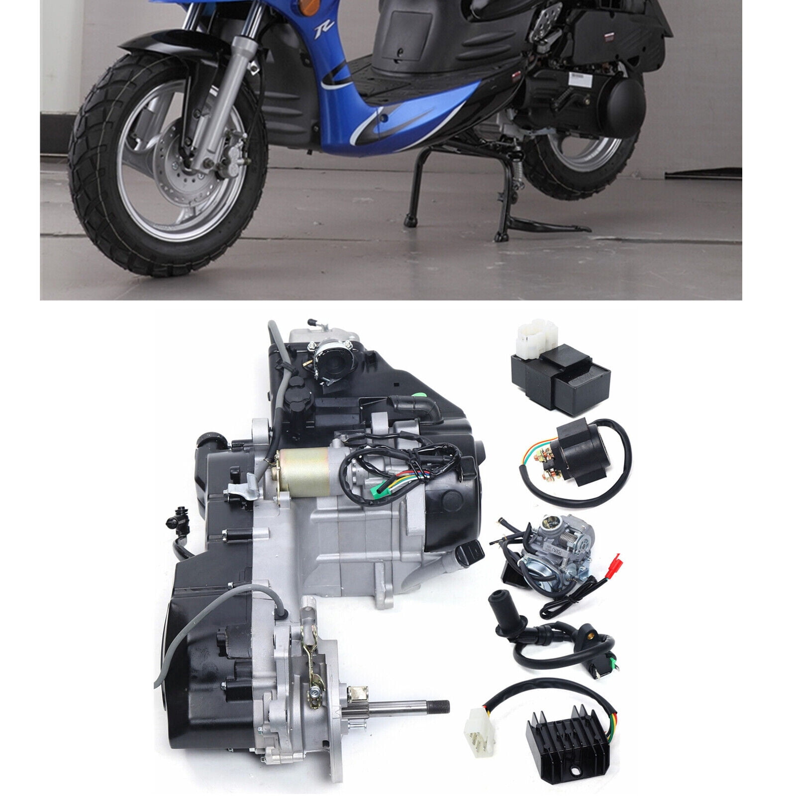 150CC 4 Stroke Long Case Complete Engine GY6 Scooter ATV Go Kart CVT ...