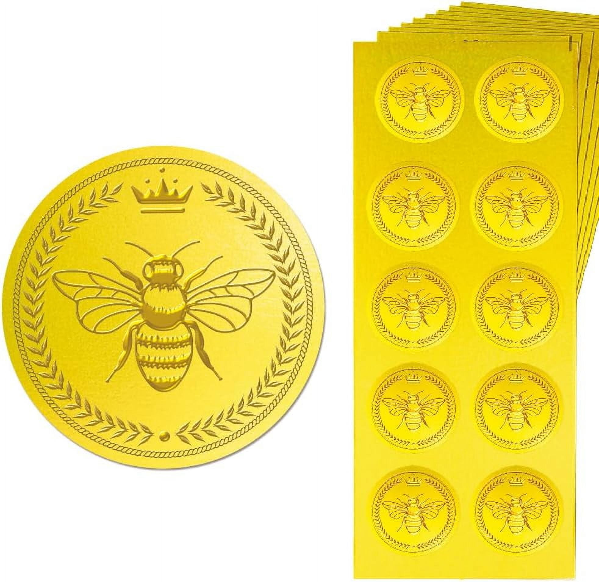 150CS Bee Gold Foil Embossed Envelope Seal Stickers Self Adhesive Gold ...