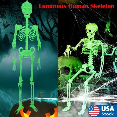 150Cm Halloween Luminous Human Skeleton Scary Hanging Props Decoration ...
