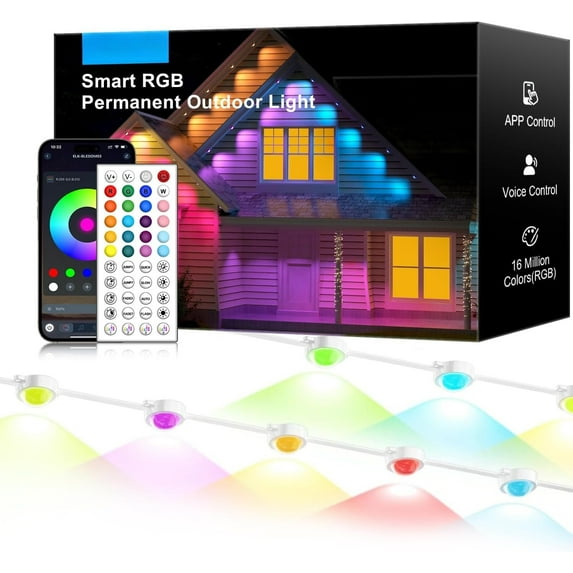 150FT Permanent Outdoor Lights - IP65 with App Control Remote, DIY ...
