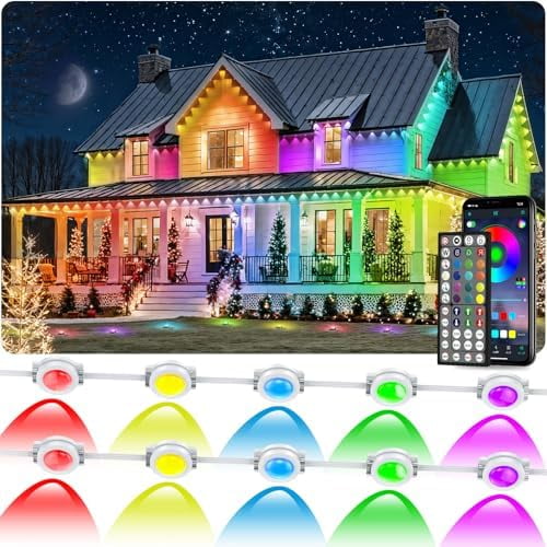 150FT Permanent Outdoor RGB Lights, IP67 Waterproof Smart Eave Lighting ...