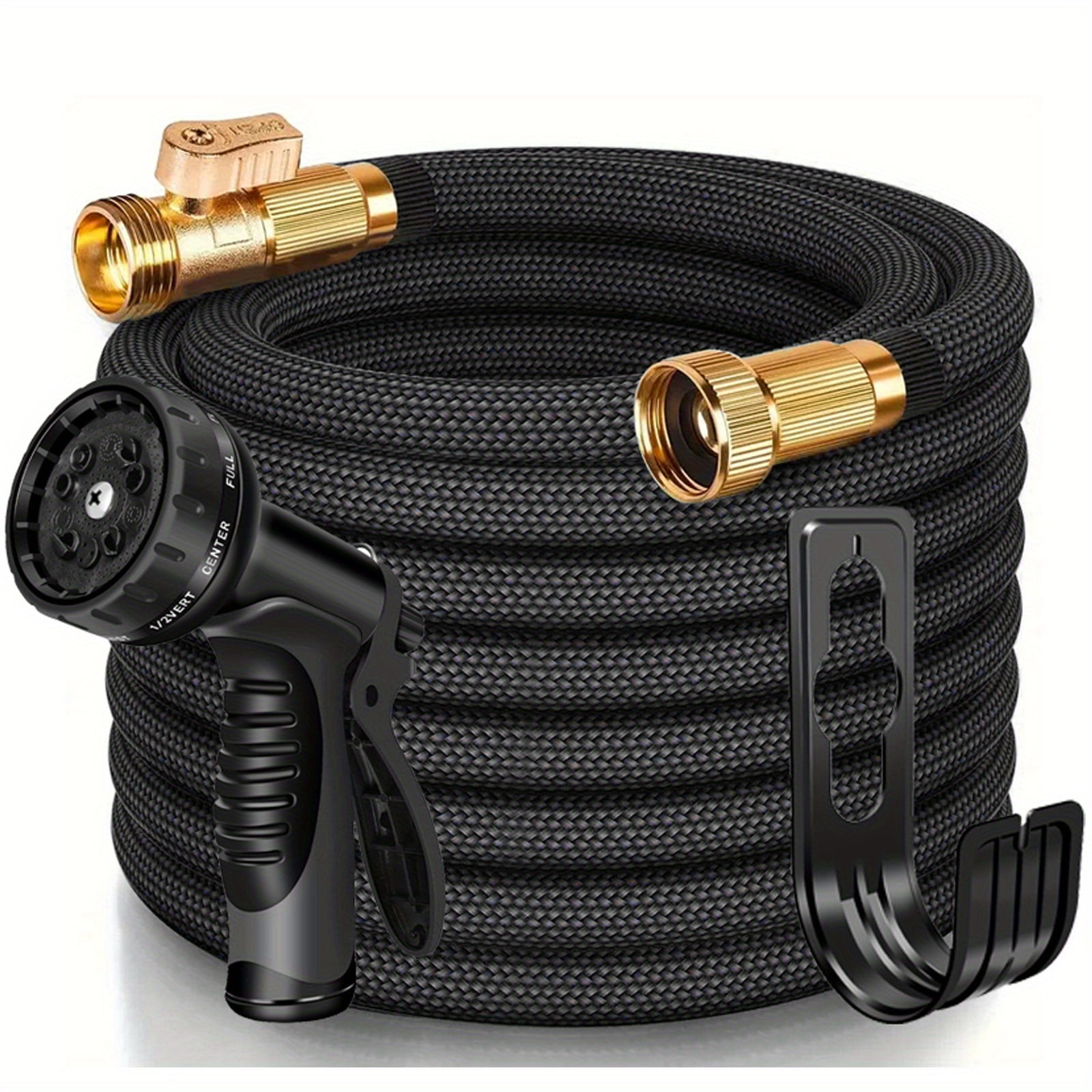 150Ft Non-Knotting Garden Hose - 10-Pattern Nozzle, Lightweight, Leak ...