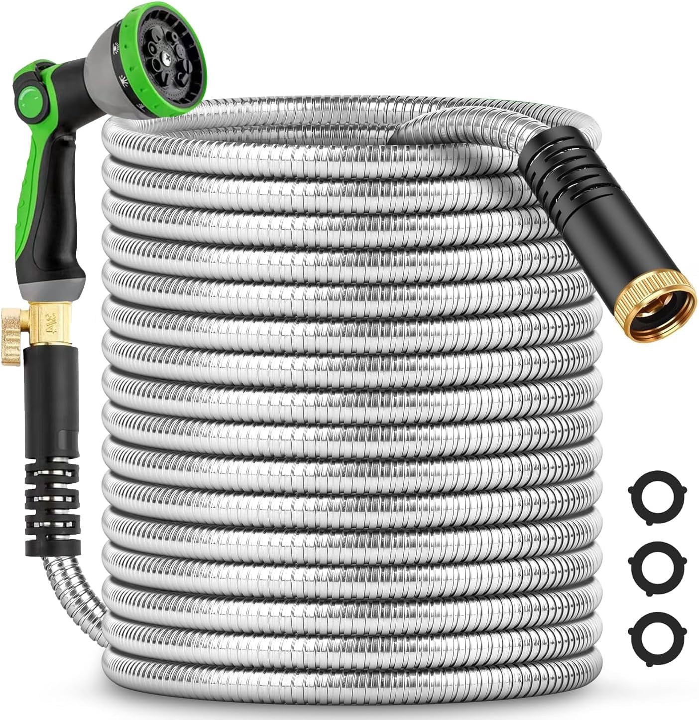 150Ft Stainless Steel Metal Garden Water Hose (Silver), Flexible ...