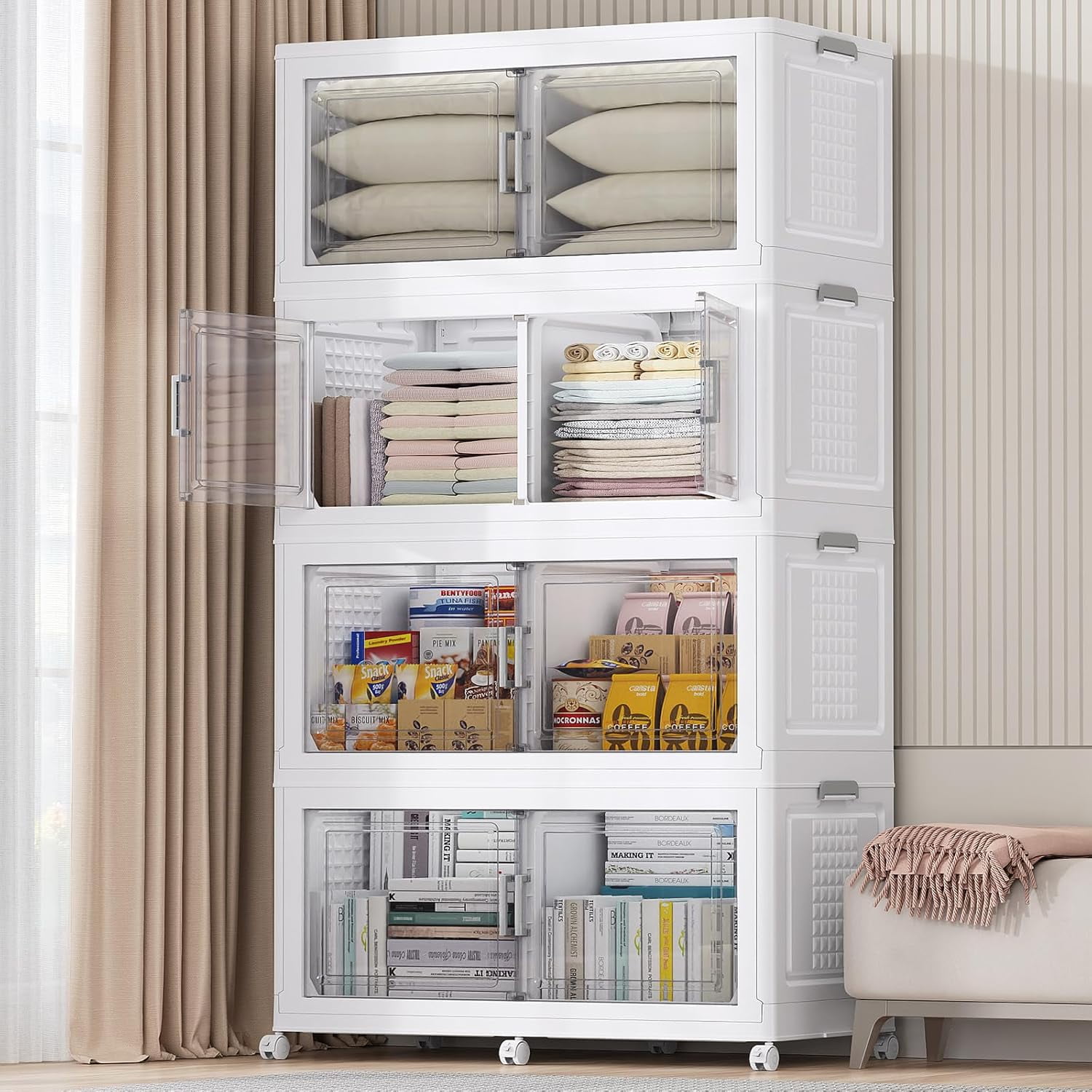 150Gal Plastic Storage Bins with Lid and Wheels, 3Pack Extra Large ...