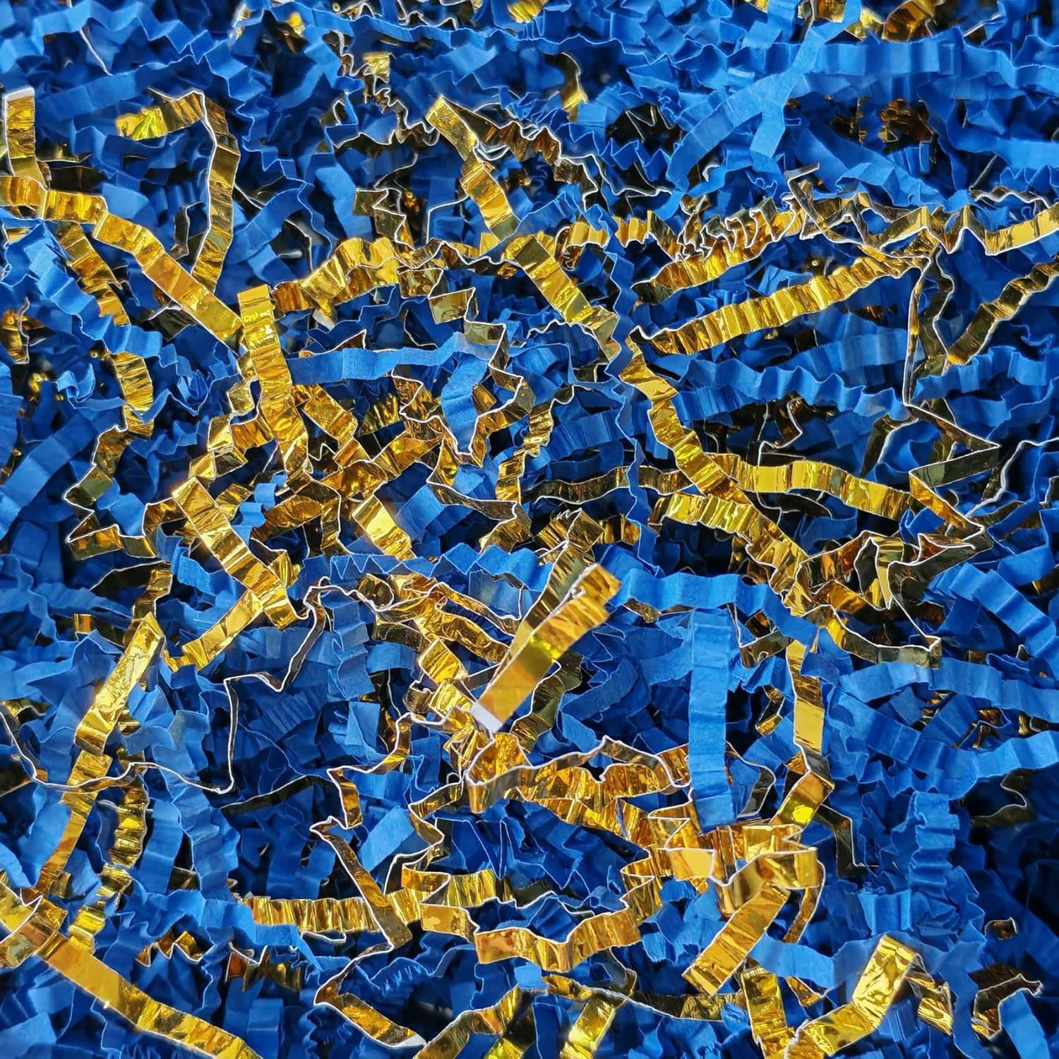 150Gram Royal Blue & Gold Color Crinkle cut paper shred Filler Gift Box ...
