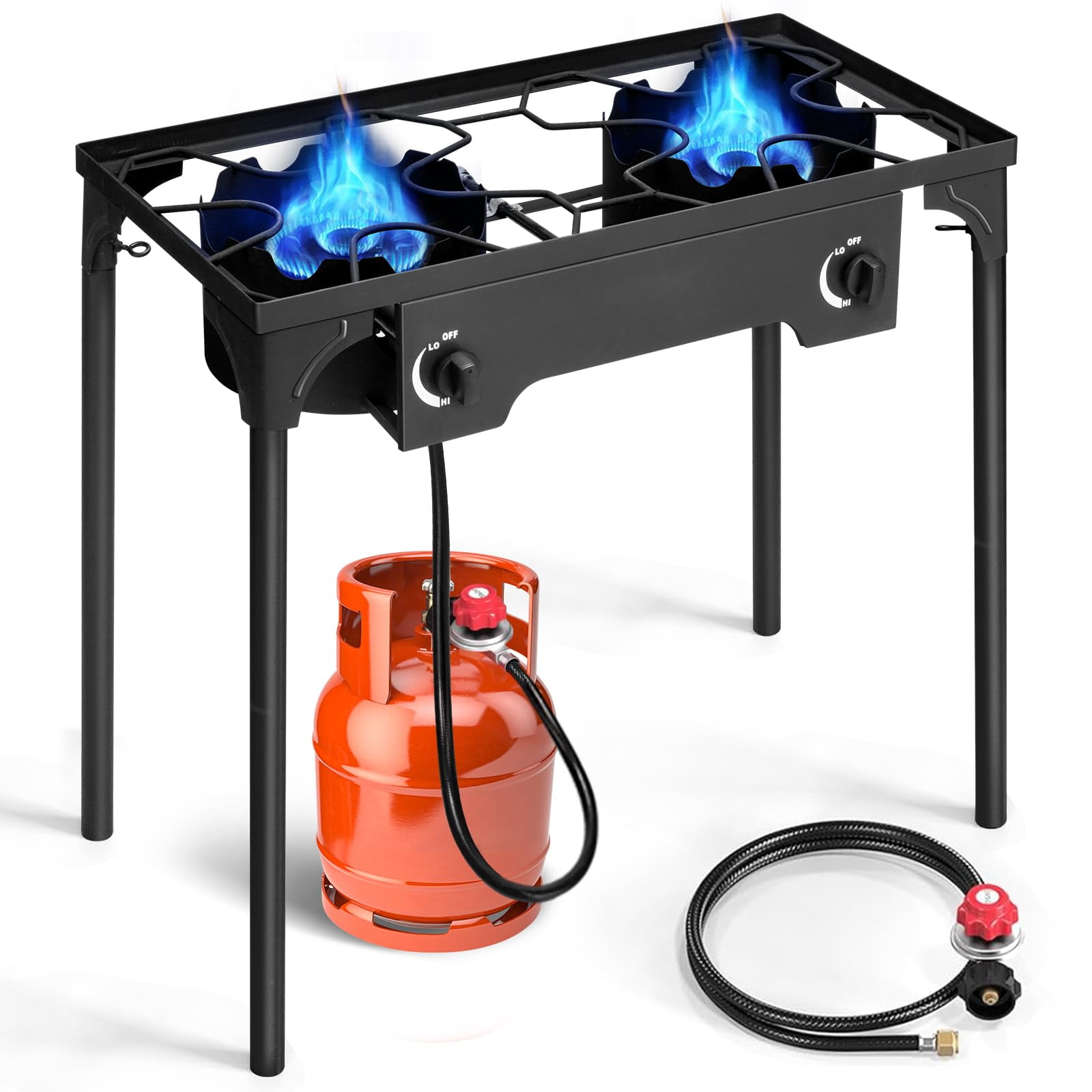 150K BTU Propane Gas Stove 2 Burner, Portable Outdoor Cooking Stove ...