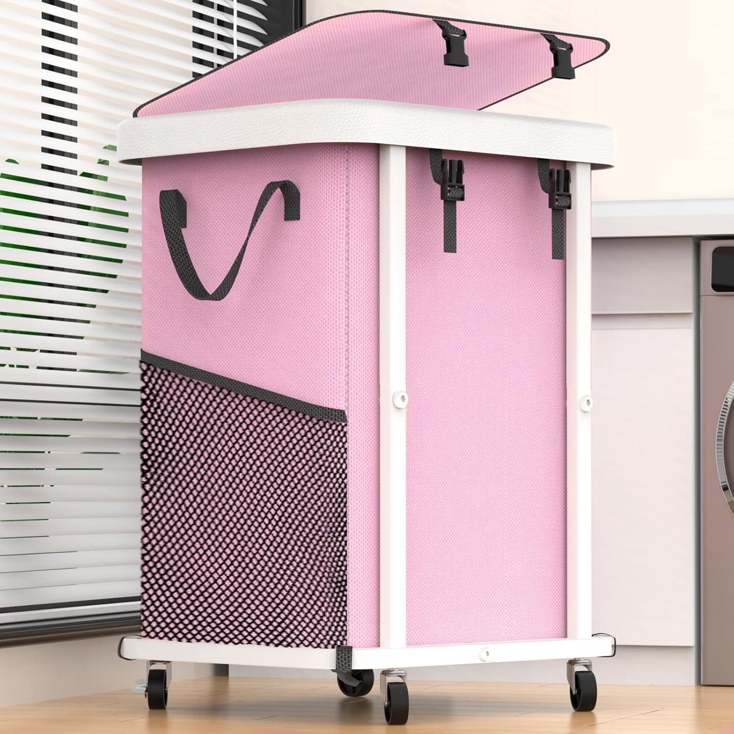 150L (40 Gal) Large Fashion Laundry Basket with Wheels, Leather ...
