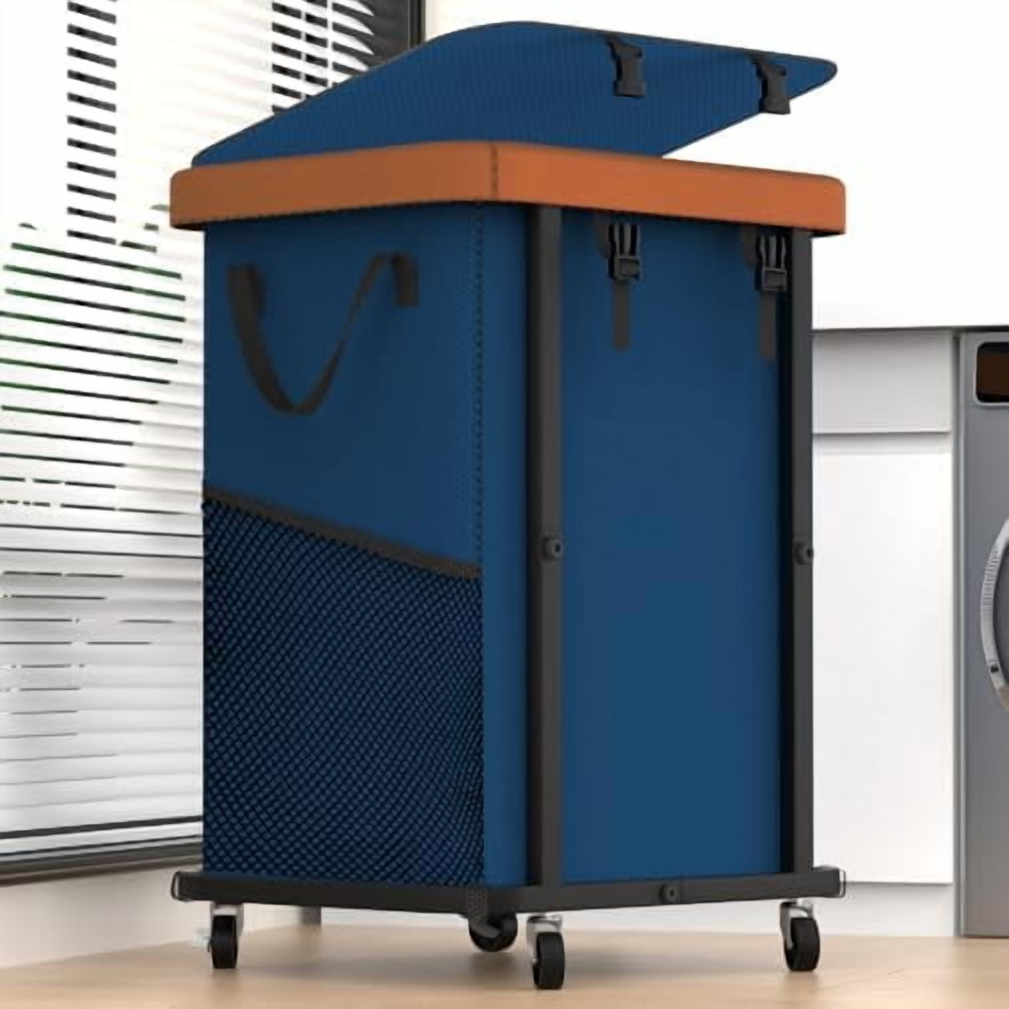 150L (40 Gal) Large Fashion Laundry Basket with Wheels, Leather ...