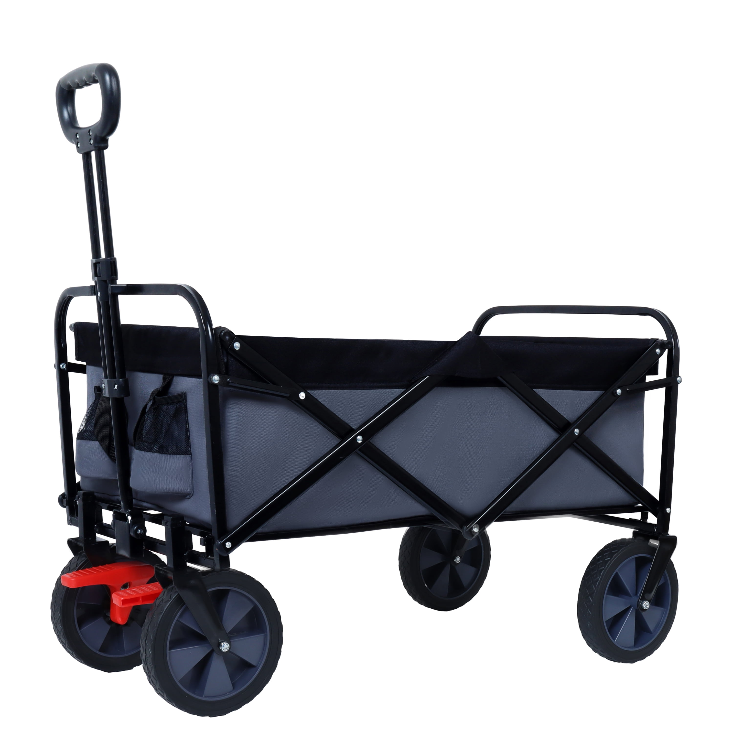 150L Collapsible Wagon Cart Foldable, Heavy Duty Utility Wagon with 360 ...