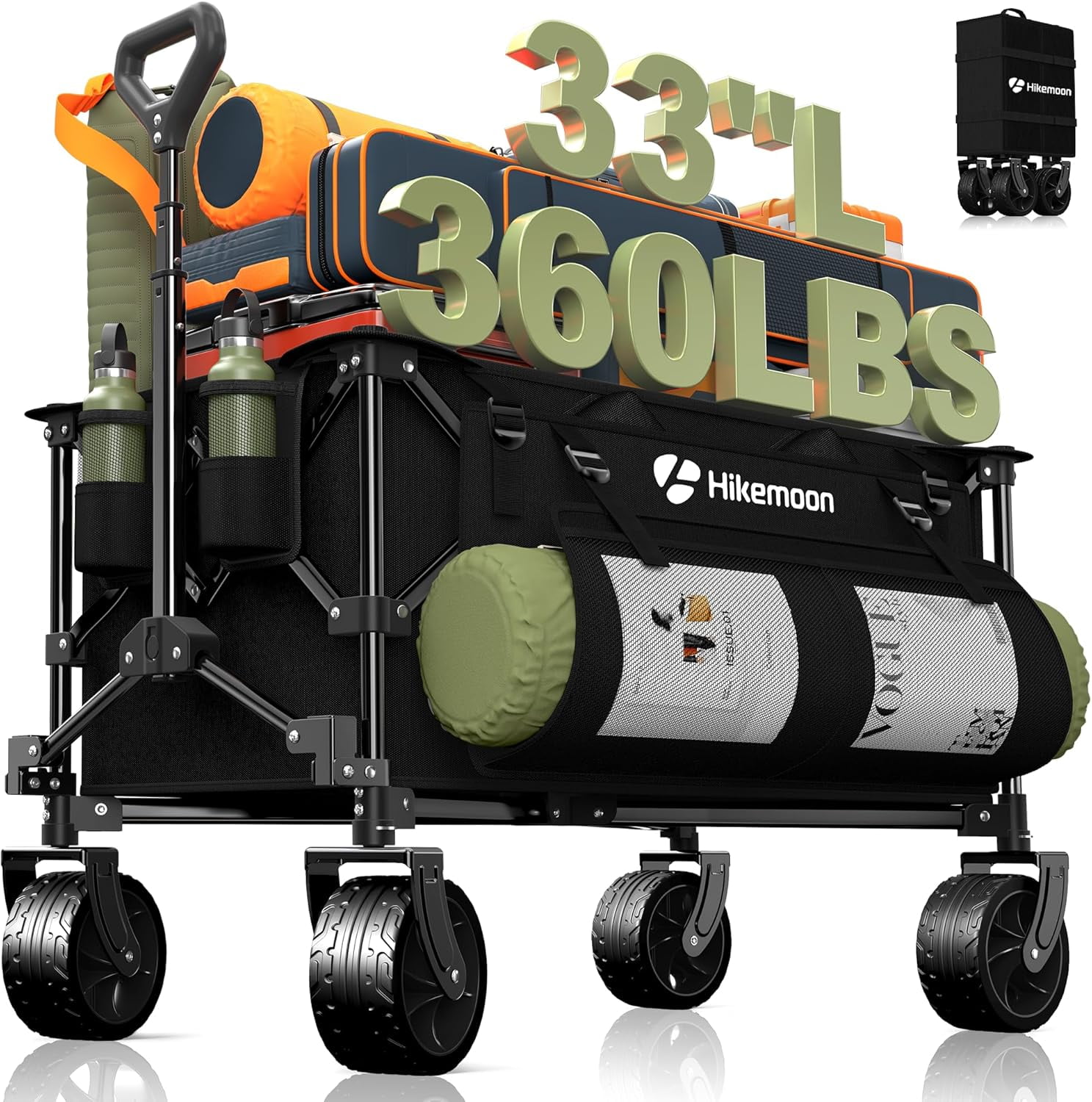 150L Collapsible Wagons Carts Foldable, 360LBS Heavy Duty Folding Beach ...