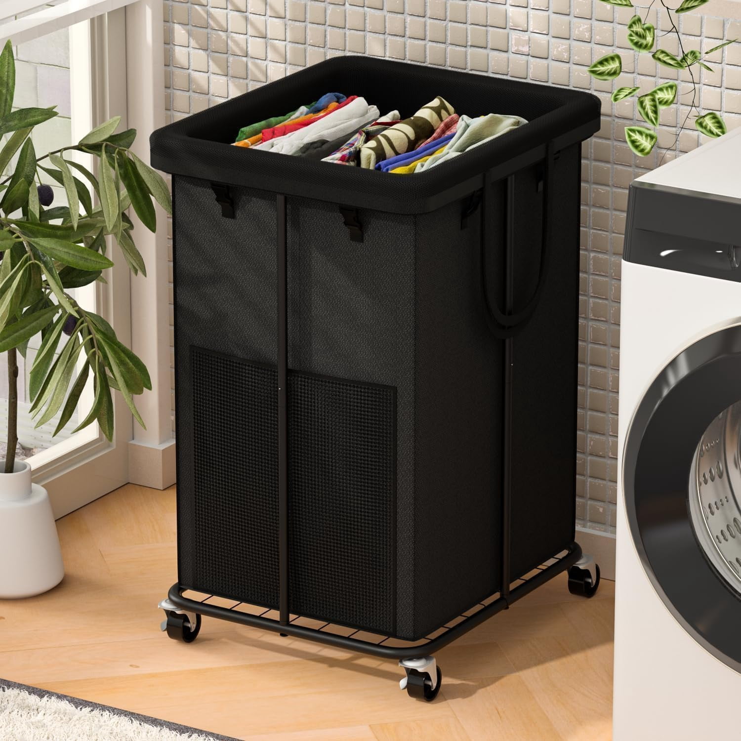 150L Large Laundry Hampers Basket with Removable Washing Bag, Oxford ...