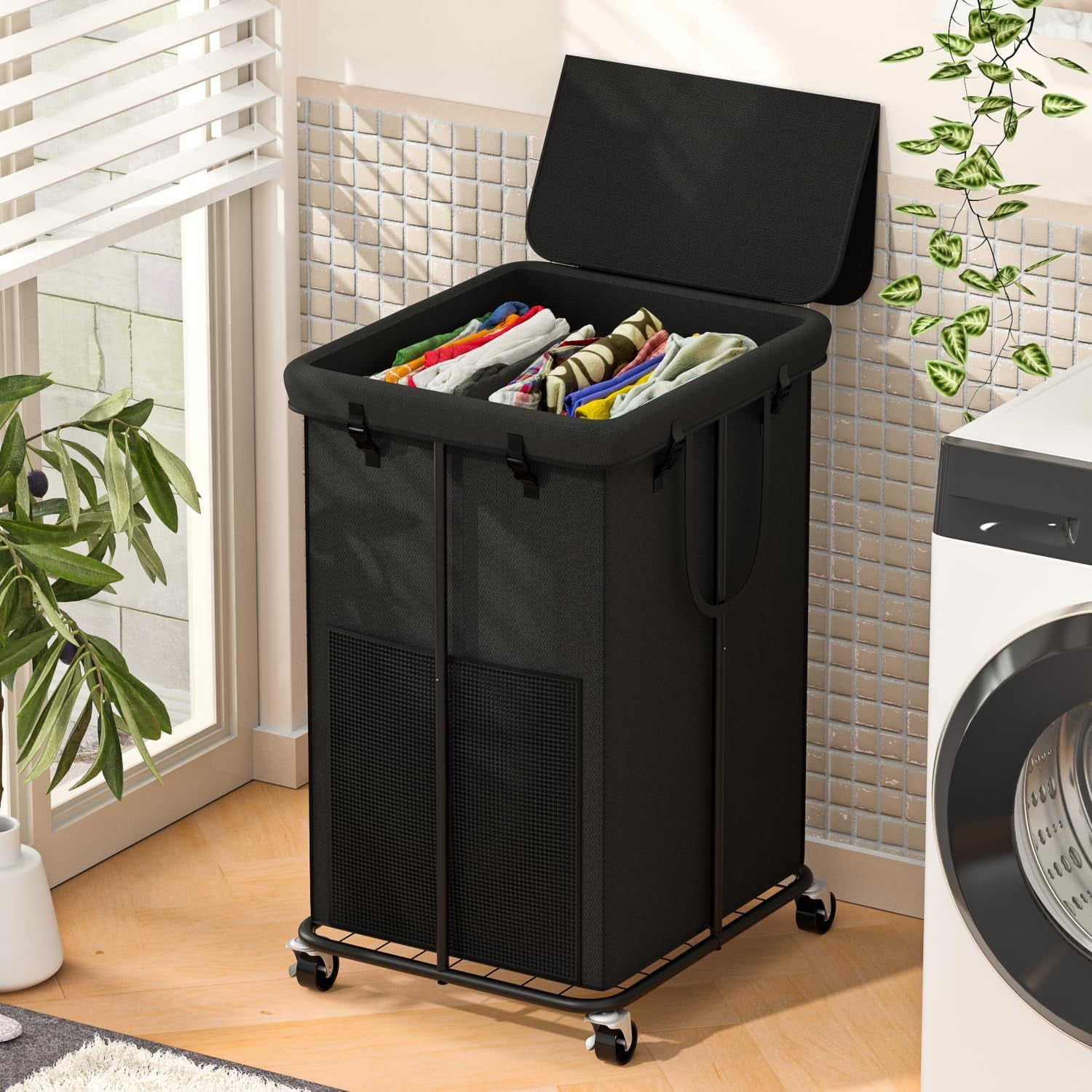 150L Large Laundry Hampers with Lid, Oxford Fabric Laundry Hampers ...