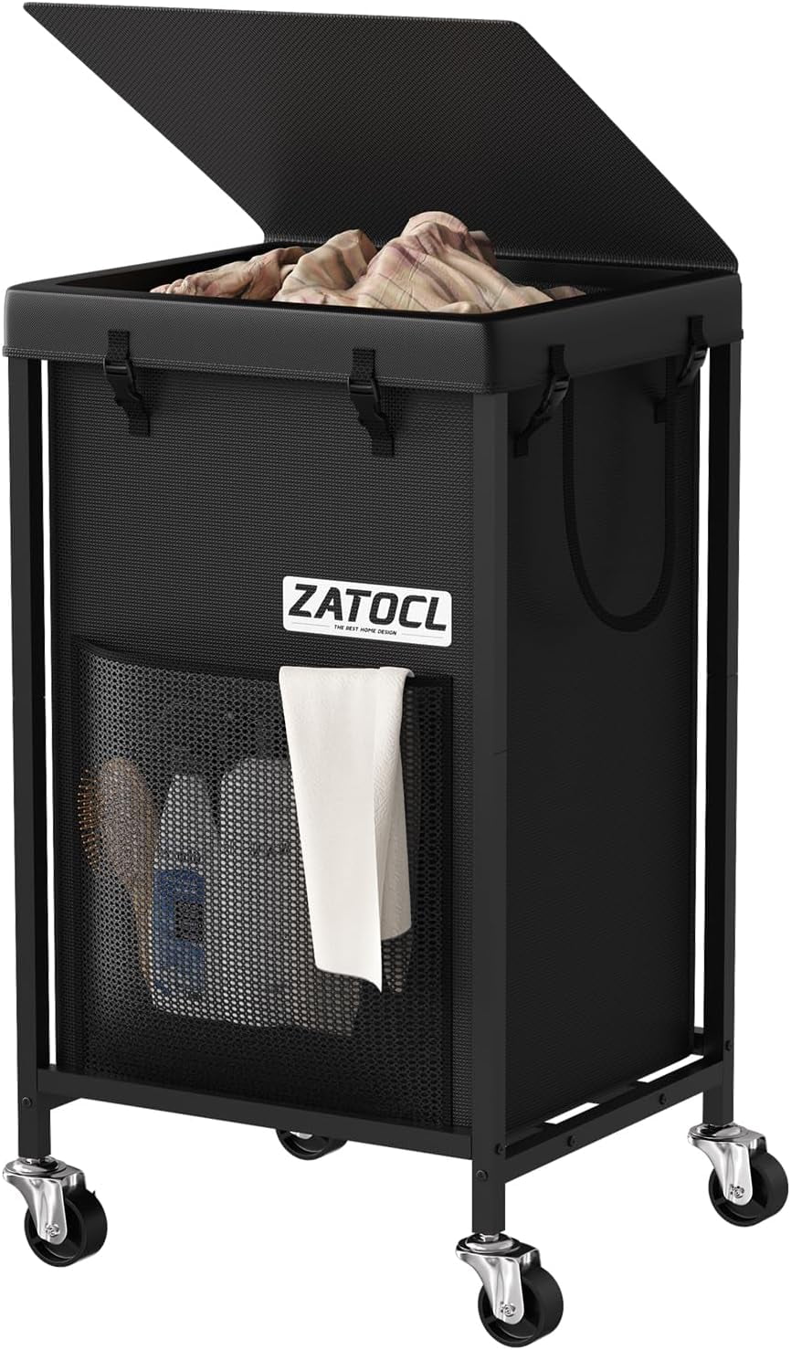 150L Laundry Hamper with Lid, Heavy Duty Laundry Basket with Wheels ...