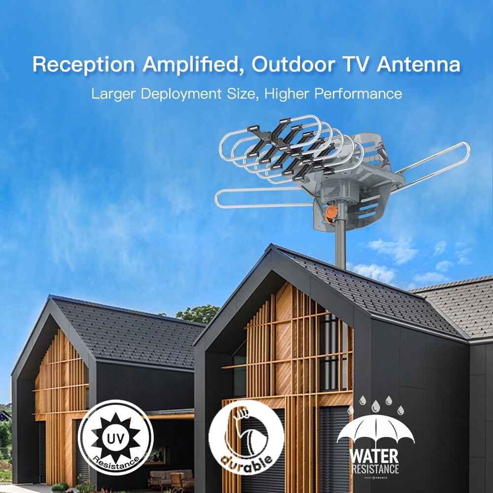 150Miles 28-36dB 360-deg UV Dual-band Outdoor Antenna, VHF 40 300MHz ...