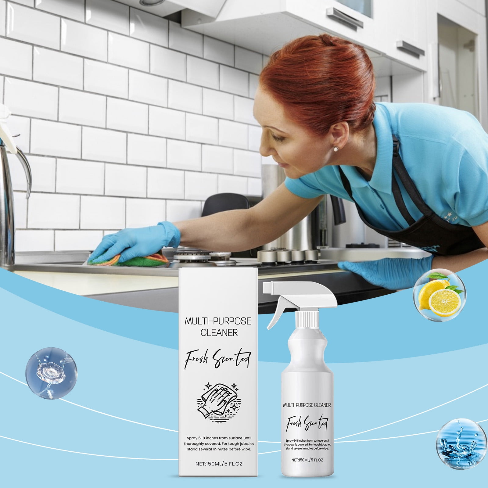 150Ml Fresh Scented Cleaning Spray, Featuring Stainless Steel Sink ...