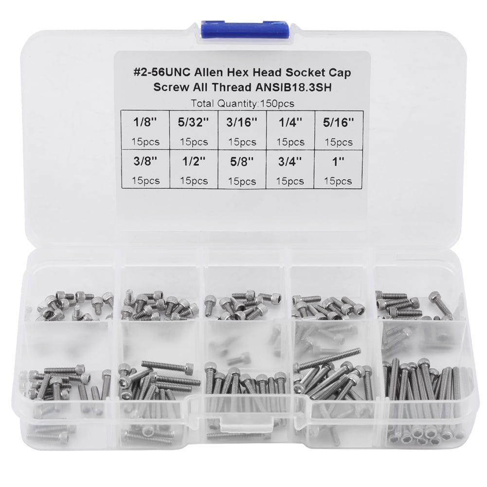 150PCS 9 Sizes Hex Socket Cap Head Screws Assortment Set with stic Box ...