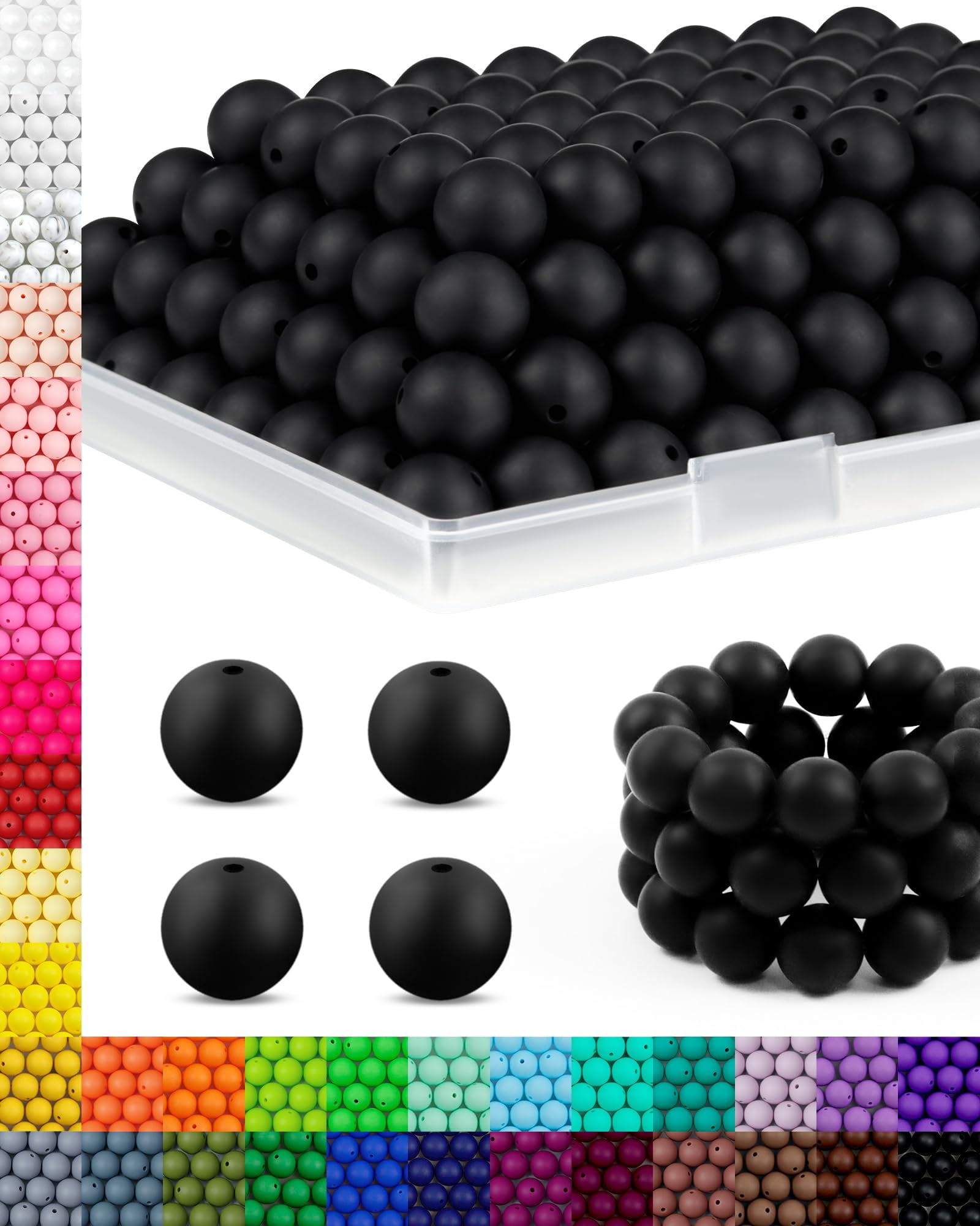 150PCS Bulk Silicone Beads 15mm, Rubber Craft Beads for Keychains ...