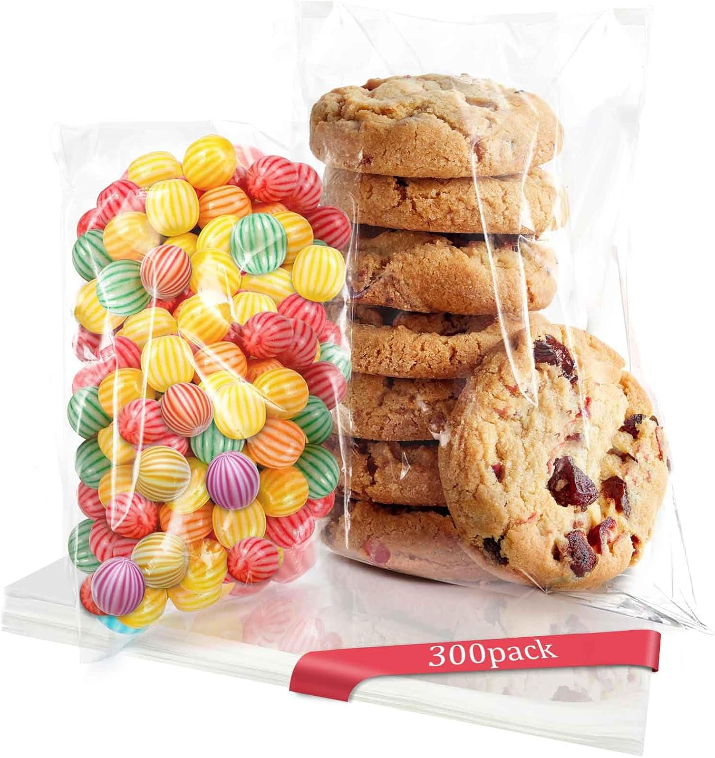 150PCS ClearCookies Bags Self Sealing with 4x6"（150 PCS）& 5x7"（150 PCS ...