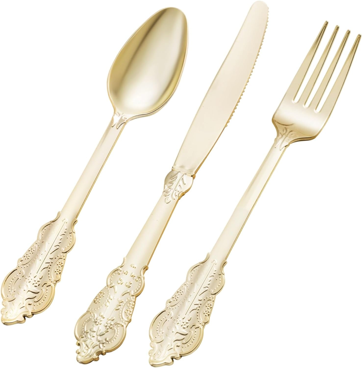 150PCS Gold Plastic Silverware for 50 Guests, Heavy Duty Gold ...