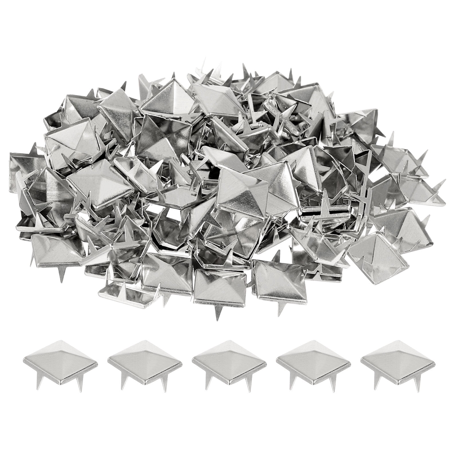 150Pack Square Pyramid Rivets for Clothing, 12mm Four-Jaw Studs Spikes ...