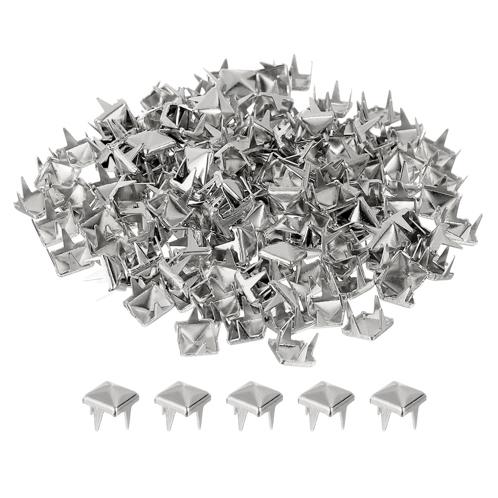 150Pack Square Pyramid Rivets for Clothing, 5mm Four-Jaw Studs Spikes ...