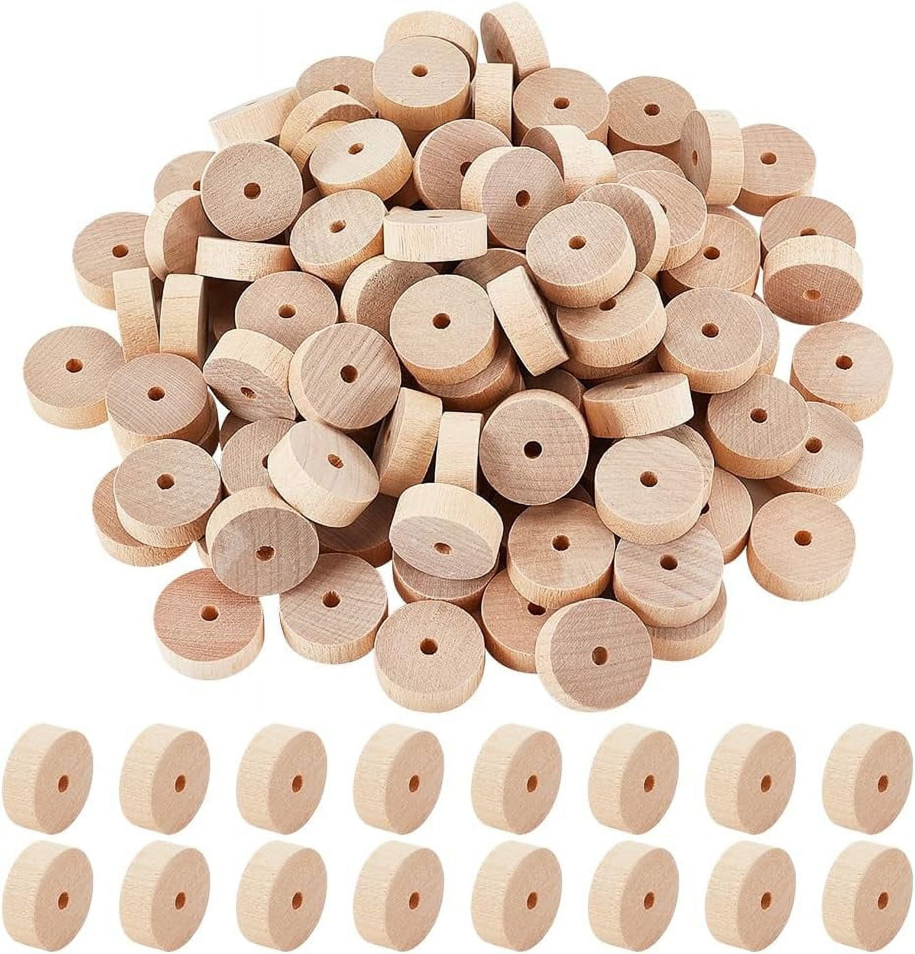 150Pcs 1.1x0.4 Inch Wooden Craft Wheels 5mm Hole Unfinshed Wooden Wheel ...