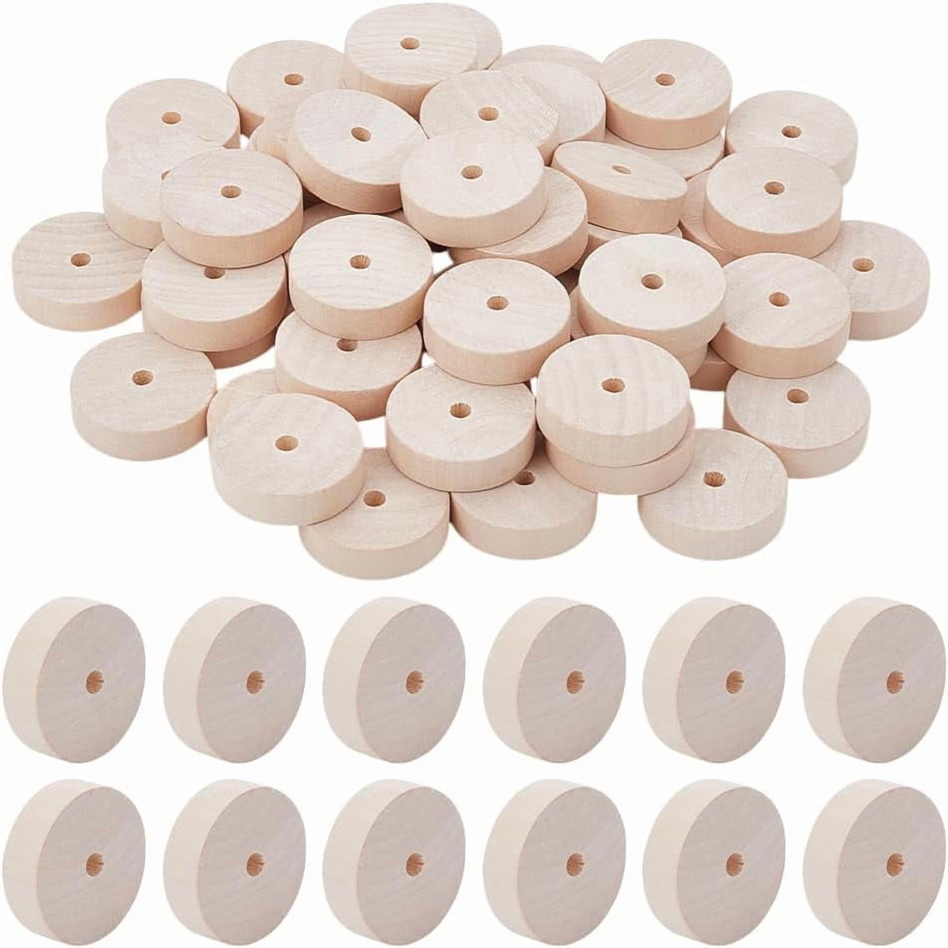 150Pcs 1.4x0.4 Inch Wooden Craft Wheels 5mm Hole Unfinshed Wooden Wheel ...