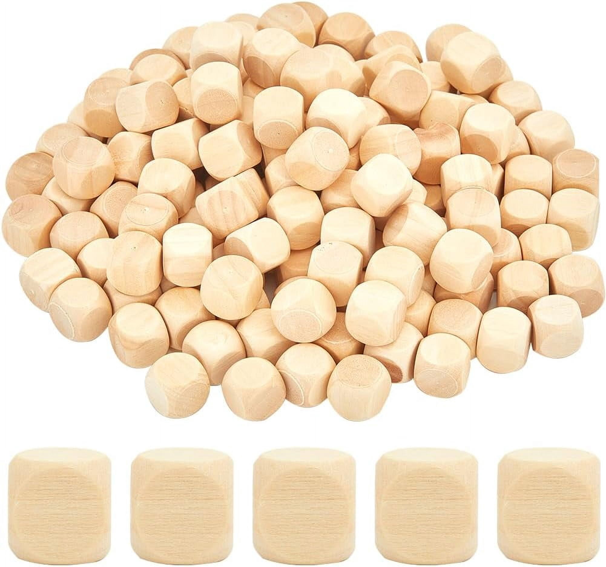 150Pcs 12mm/0.47inch Blank Wooden Dice Unfinished Wooden Cube 6 Sides ...