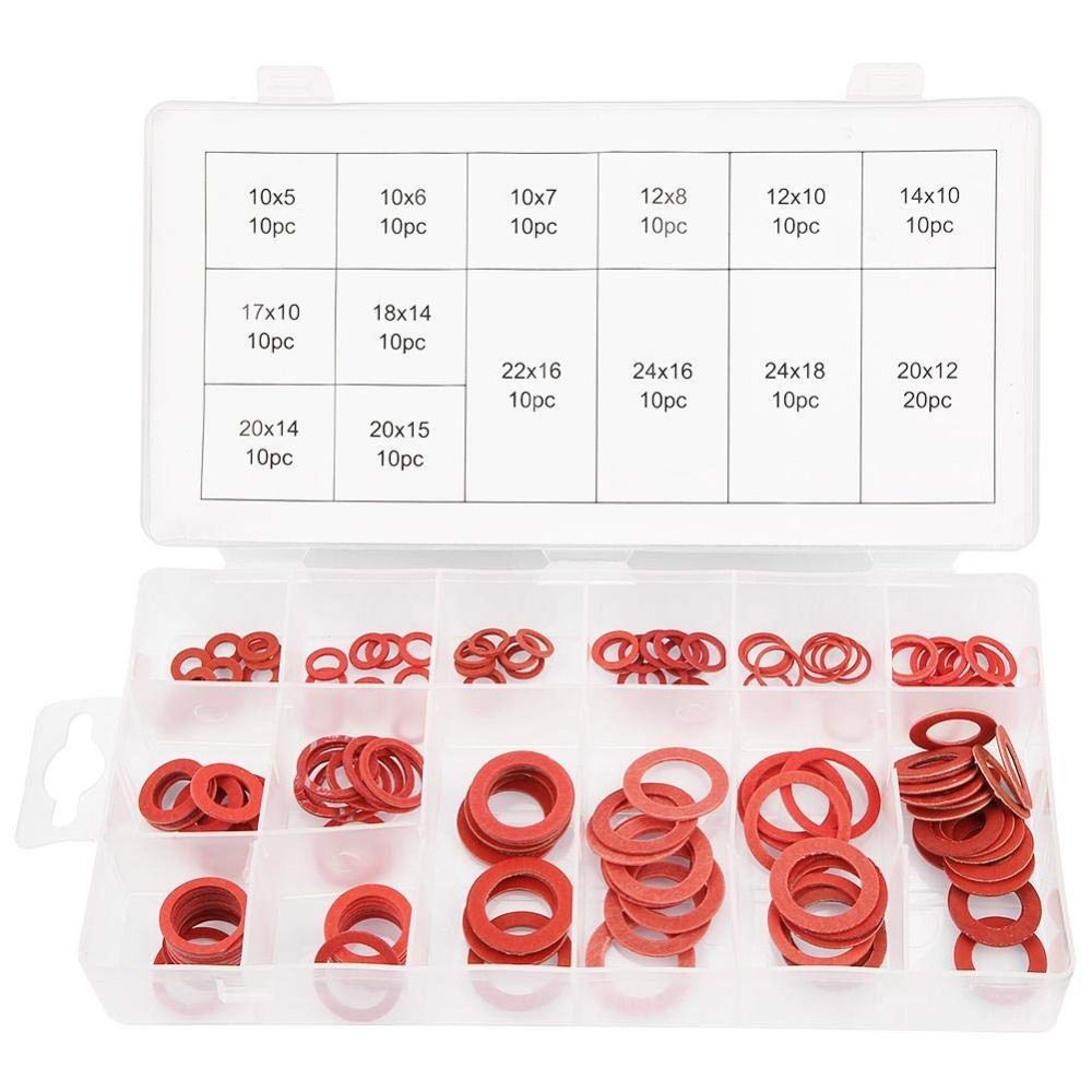 150Pcs 14 Sizes Sealing Washers Set Red Steel Paper Washers Fiber ...