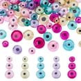 150Pcs 15 Styles Handmade Lampwork Beads Flat Round Mixed Color 6~10 ...