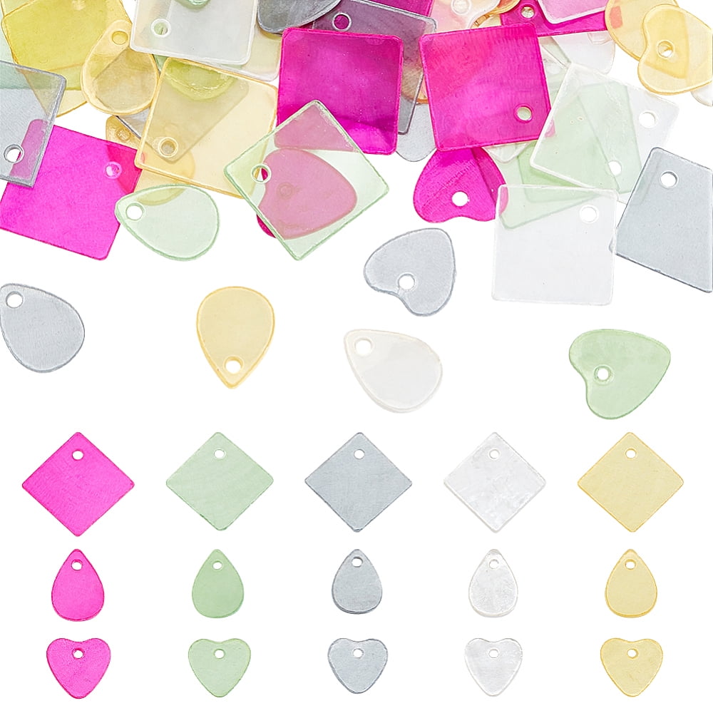 150Pcs 15 Styles Spray Painted Natural Capiz Shell Pendants Rhombus ...