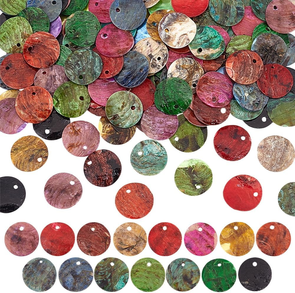 150Pcs 15mm Round Shells Pieces 15 Colors Natural Capiz Shell Slice ...