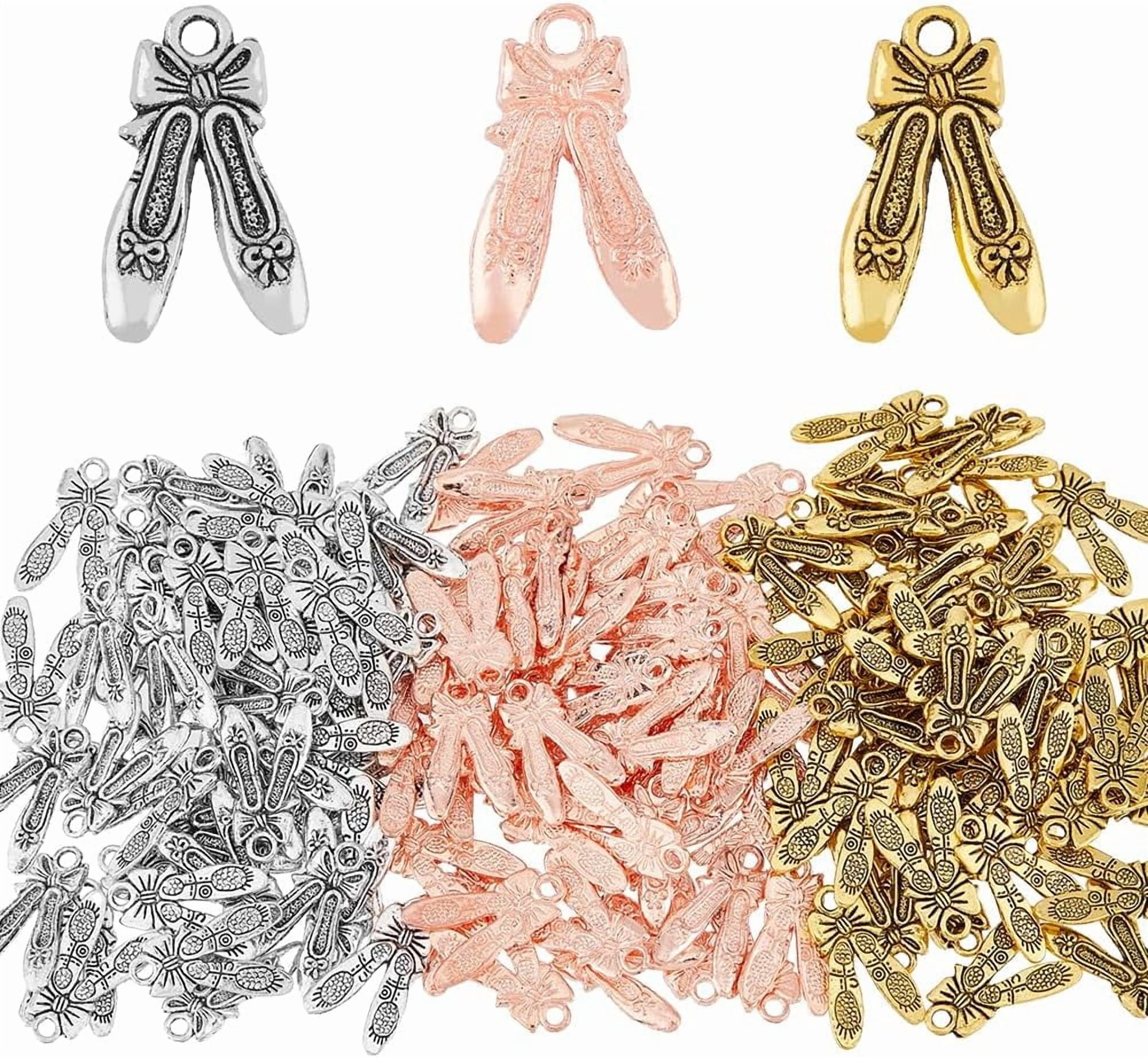 150Pcs 2 Colors Ballet Shoe Charms Ballerina Charm Bulk Dance Shoes ...