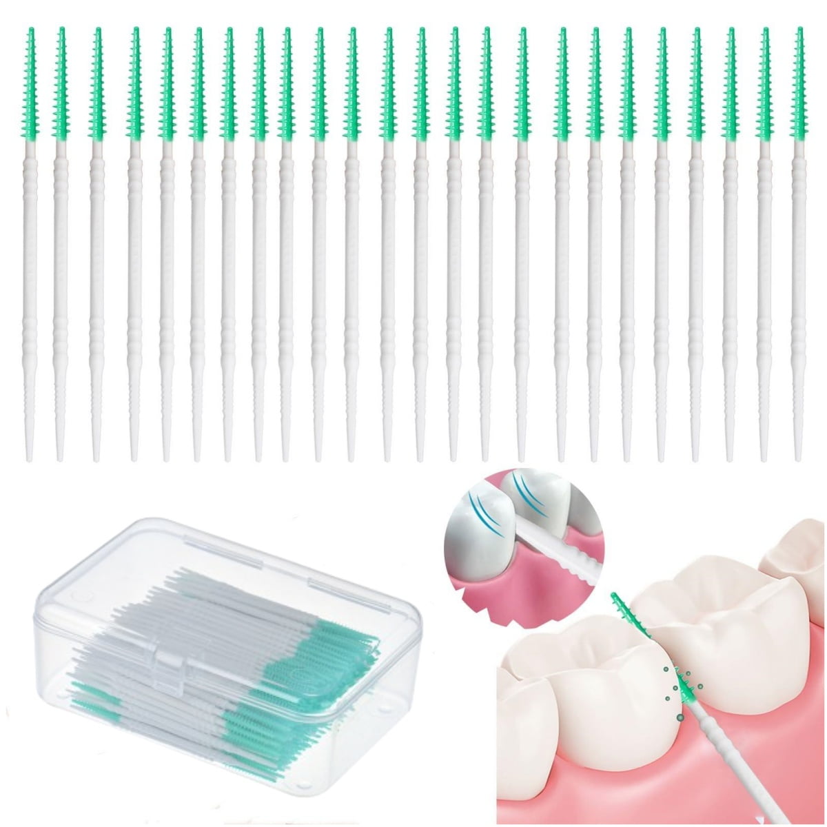 150Pcs 2-in-1 Interdental Brushes and Dental Floss Picks, Double Head ...
