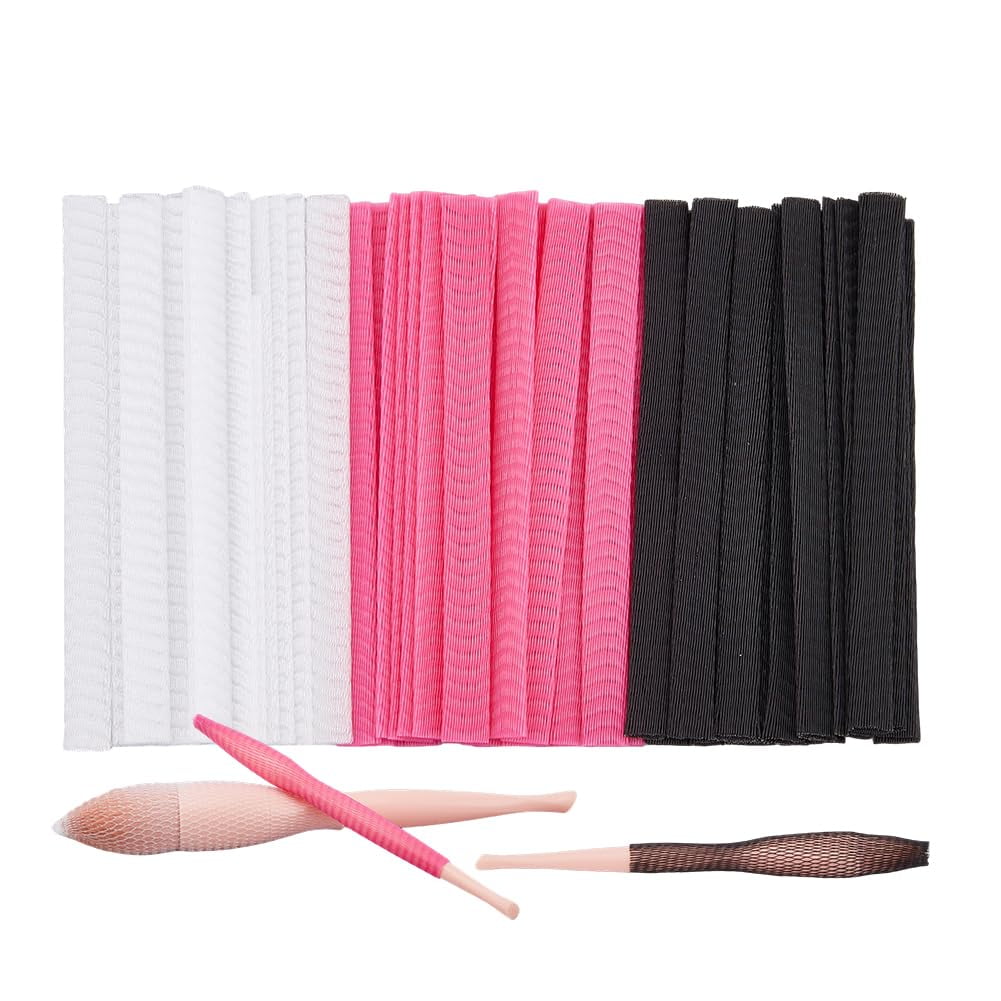 150Pcs 3 Colors Makeup Brush Protector Mesh Cover Reusable Expandable ...