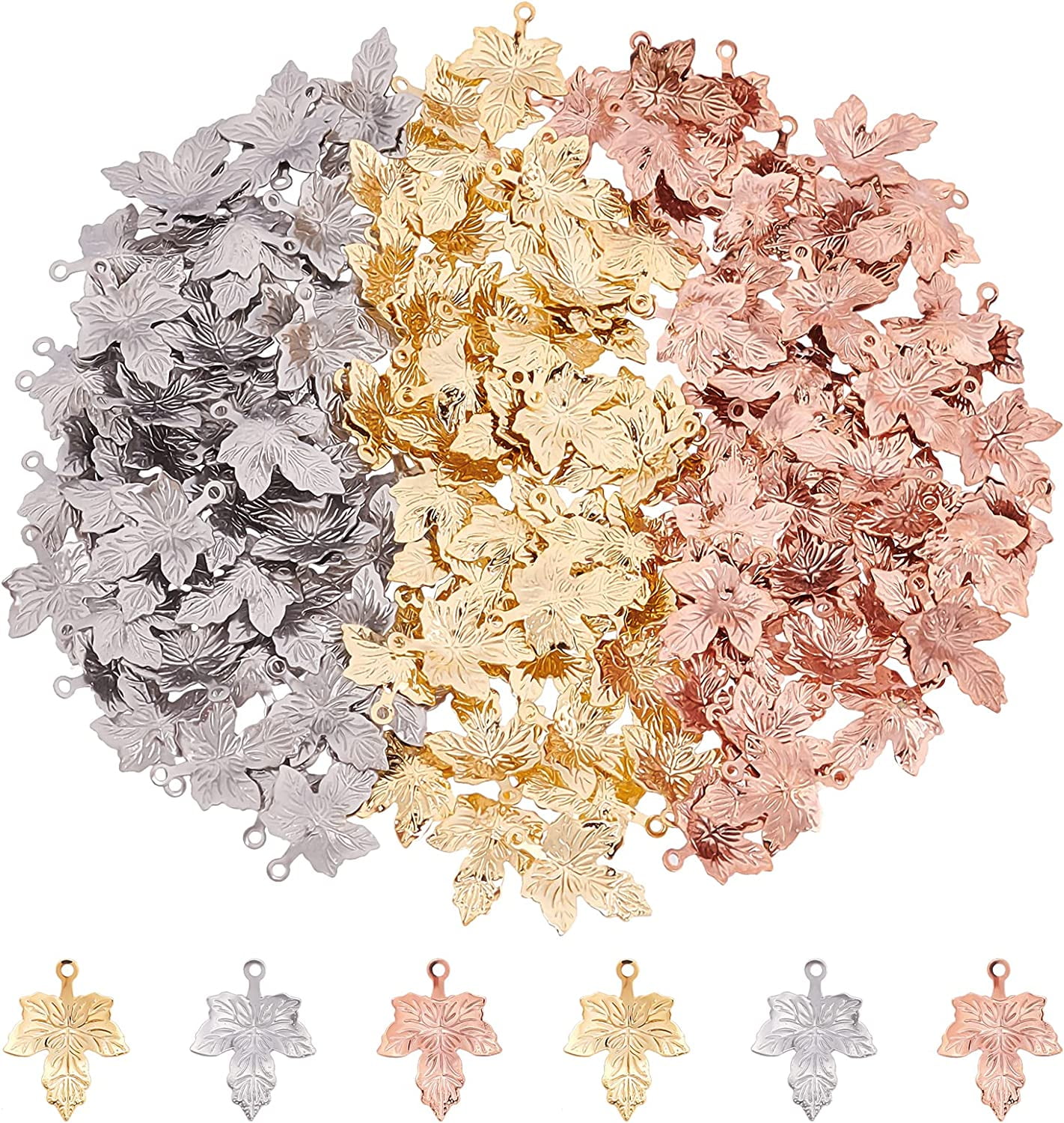 150Pcs 3 Colors Maple Leaf Charm Vintage Maple Charm Autumn Leaf Charm ...