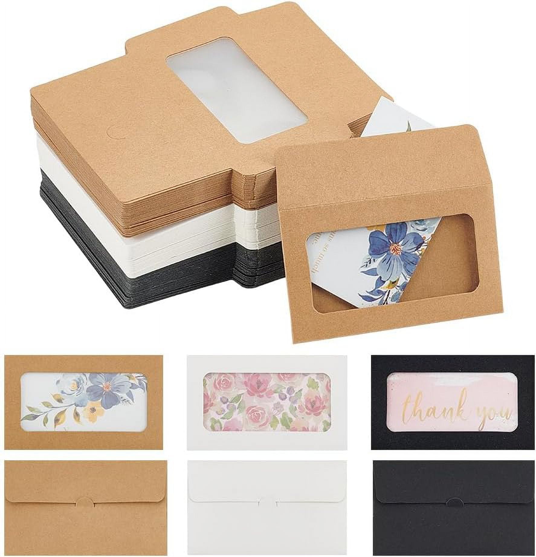 150Pcs 3 Colors Paper Envelopes with Window Rectangle Mixed Color ...