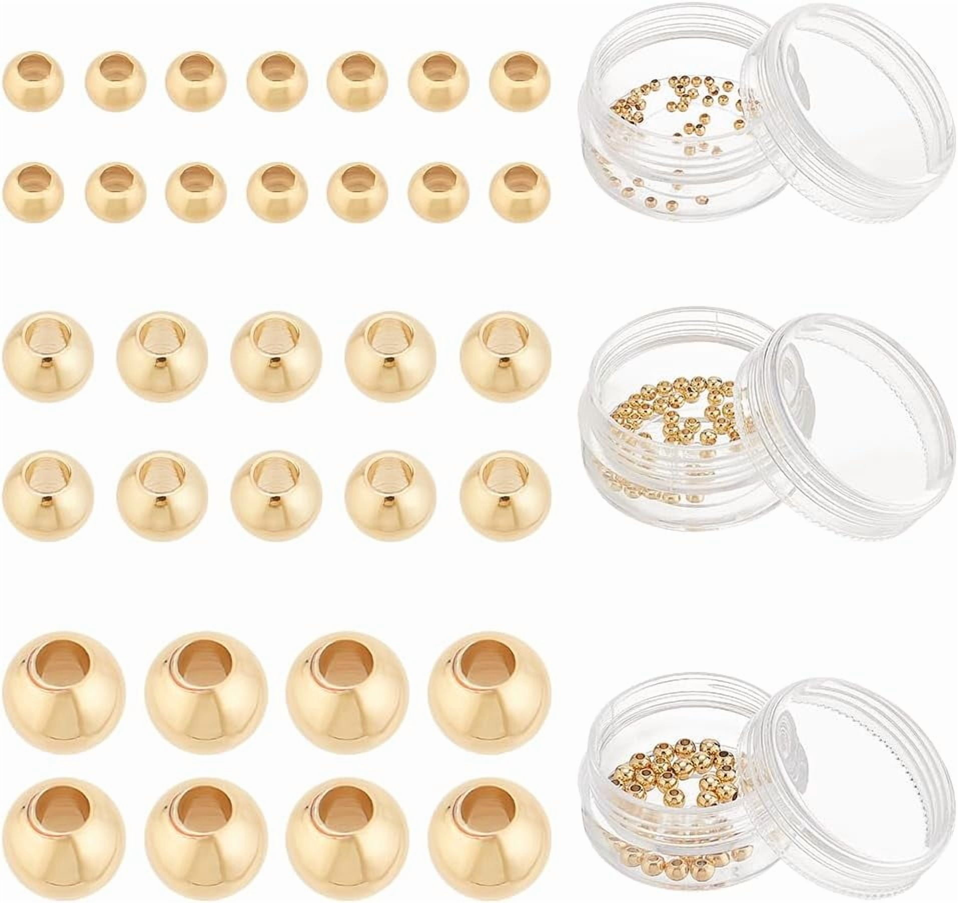 150Pcs 3 Sizes Real 18K Gold Plated Brass Round Beads 2/3/4mm Brass ...