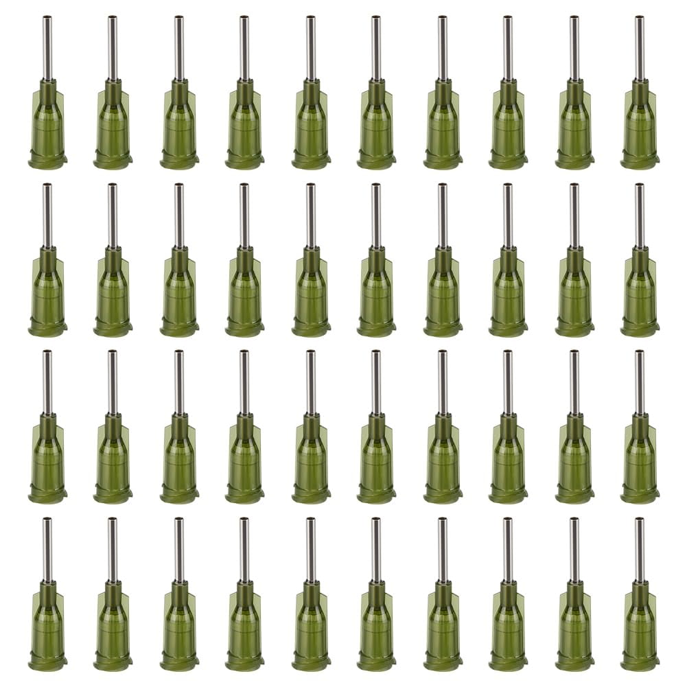 150Pcs 304 Stainless Steel Dispensing Needle 18 Gauge Dark Olive Green Blunt Tip Glue Bottle ...