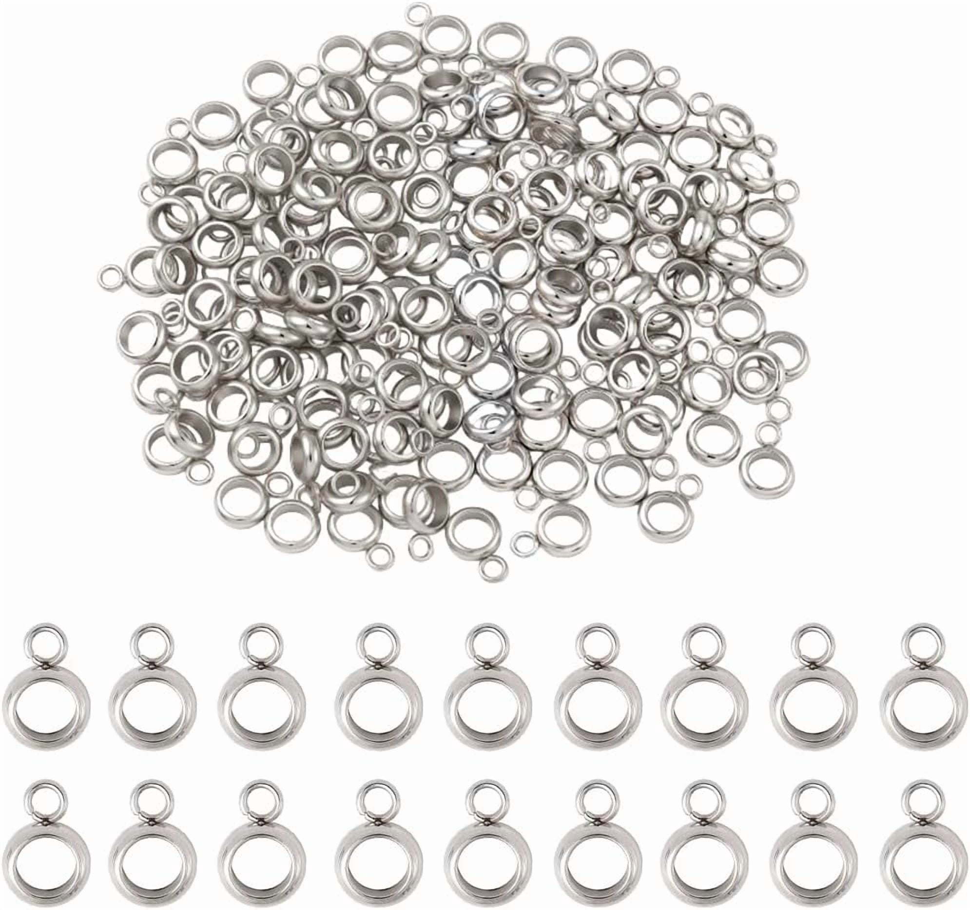 150Pcs 304 Stainless Steel Tube Bails Loop Bails Ring Stainless Steel ...